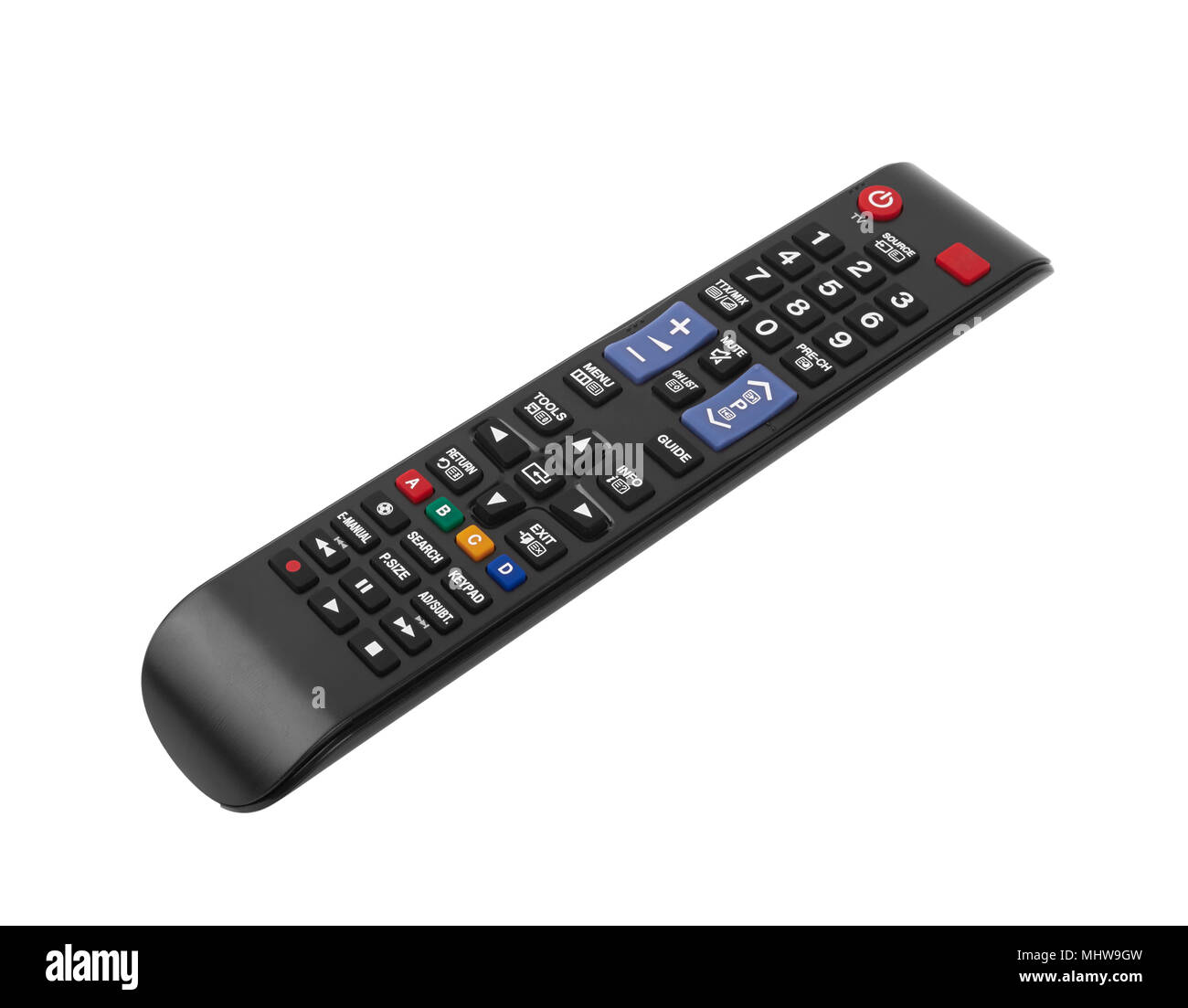 TV remote control isolated on white background Stock Photo - Alamy