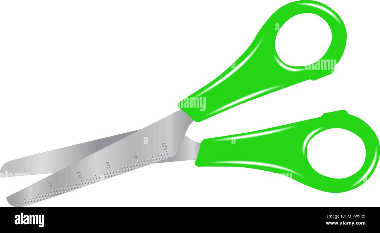 scissors green, isolated on white background vector illustration Stock ...