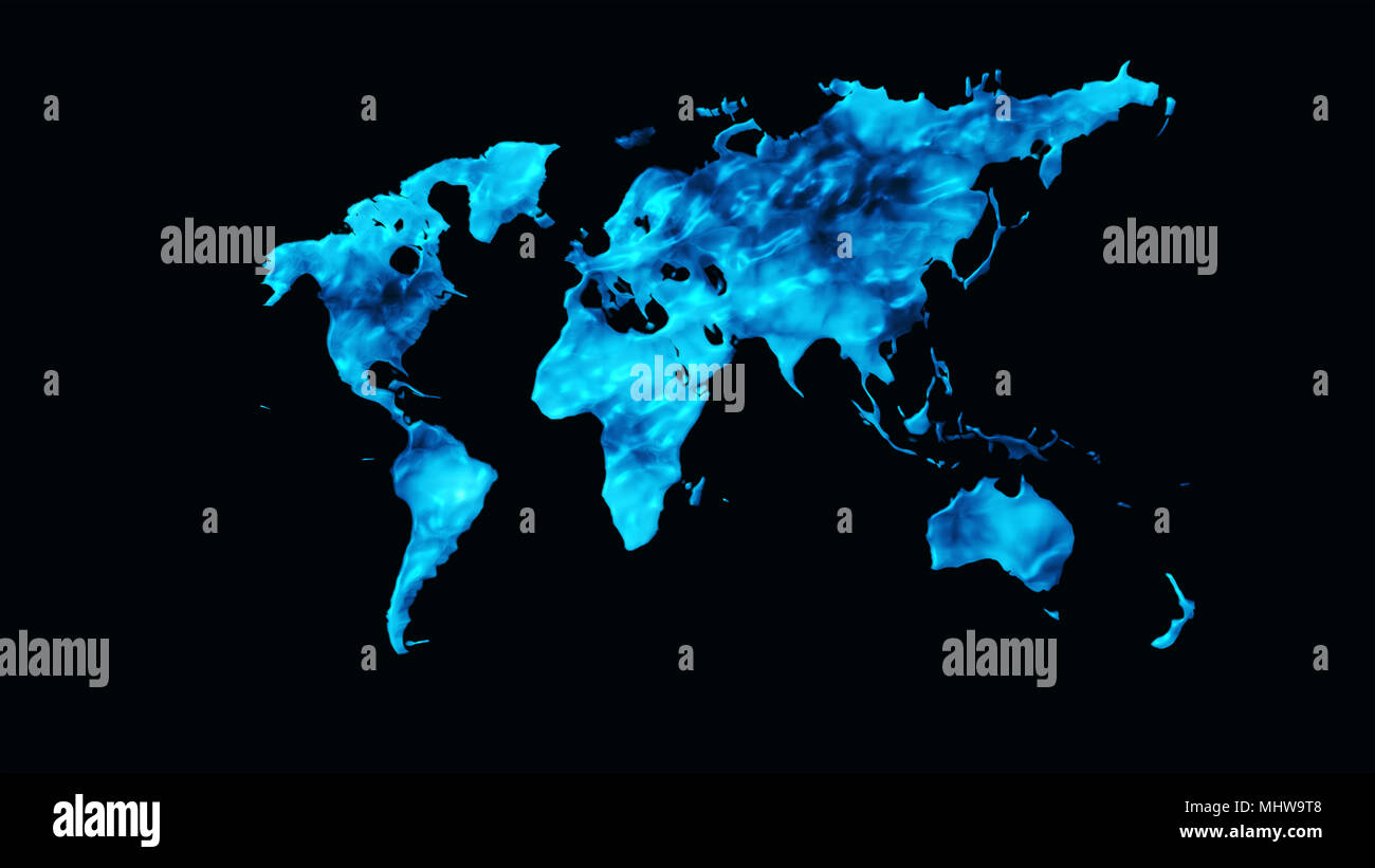 World map made out of water 3D render Stock Photo - Alamy
