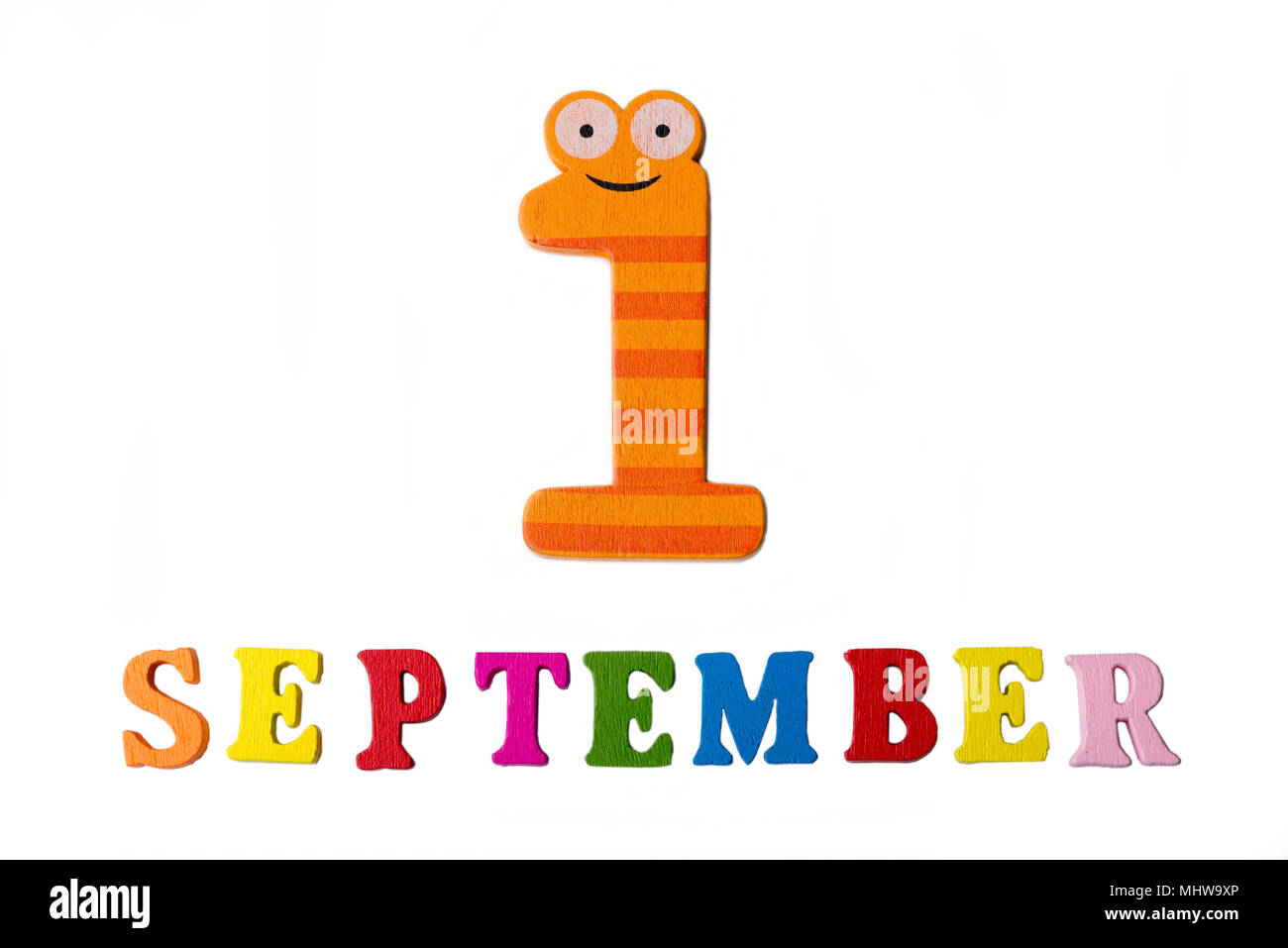 September 1, on a white background, the letters and numbers. Calendar ...