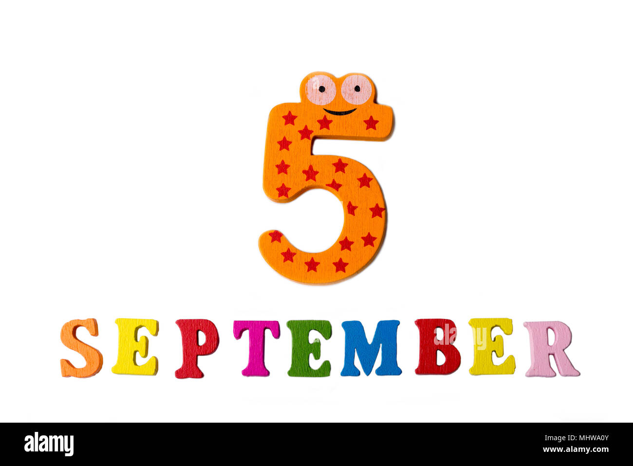 5 Sep on a white background, the letters and numbers. Calendar Stock ...