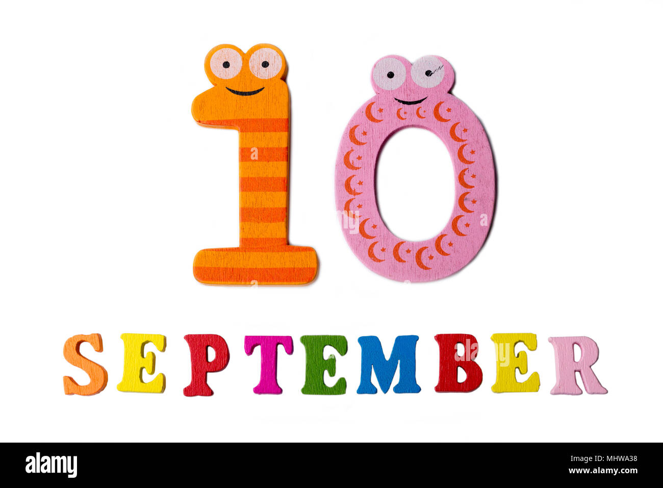September 10, on a white background, the letters and numbers. Calendar ...