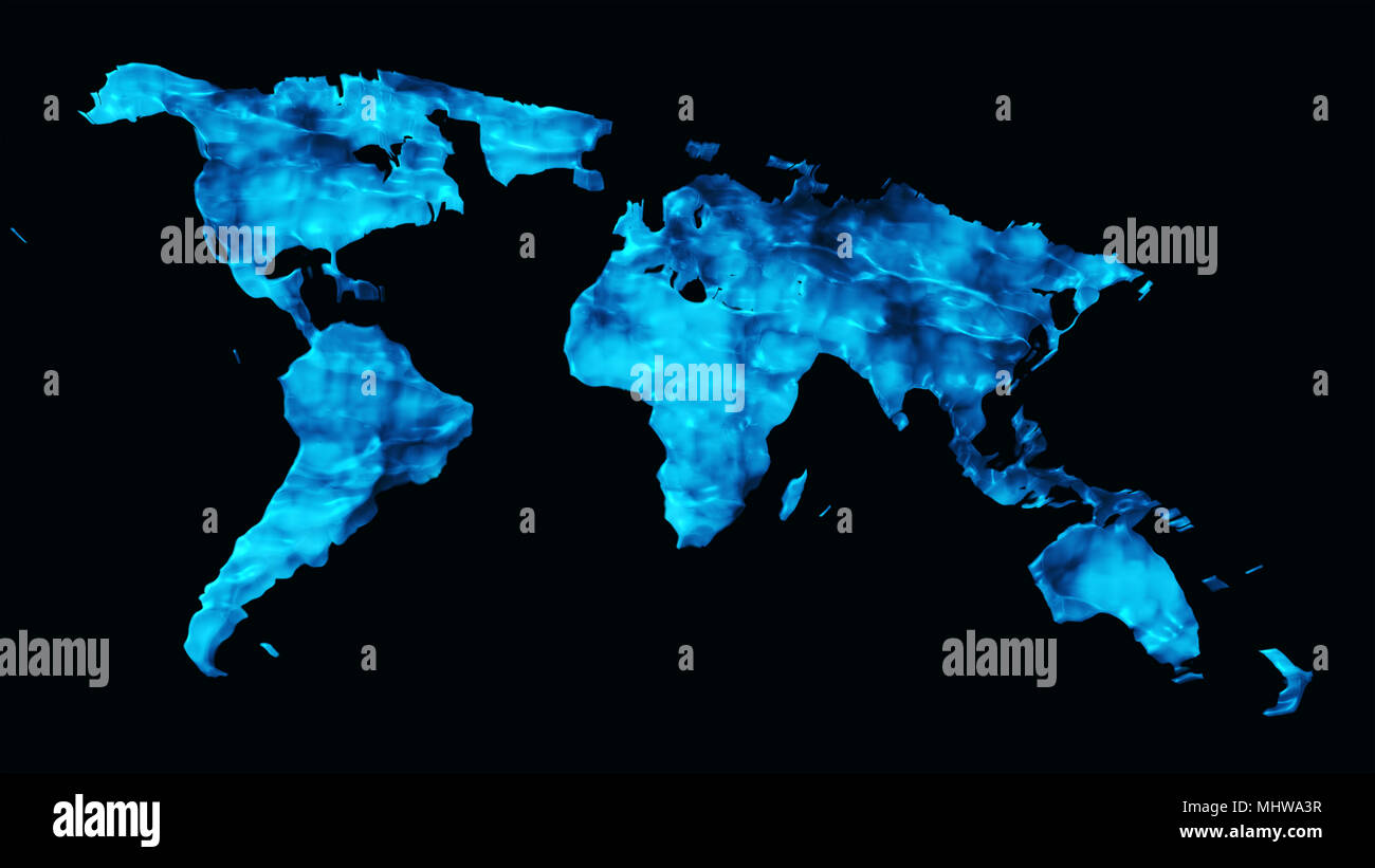 World map made out of water 3D render Stock Photo - Alamy