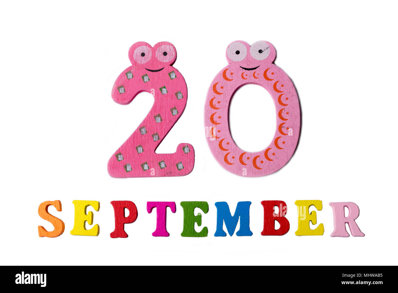 September 20, on a white background, the letters and numbers. Calendar ...