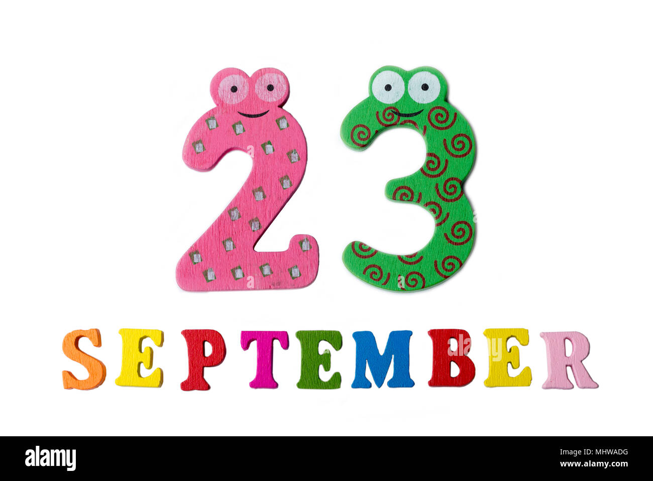 September 23 on white background, letters and numbers. Calendar Stock ...