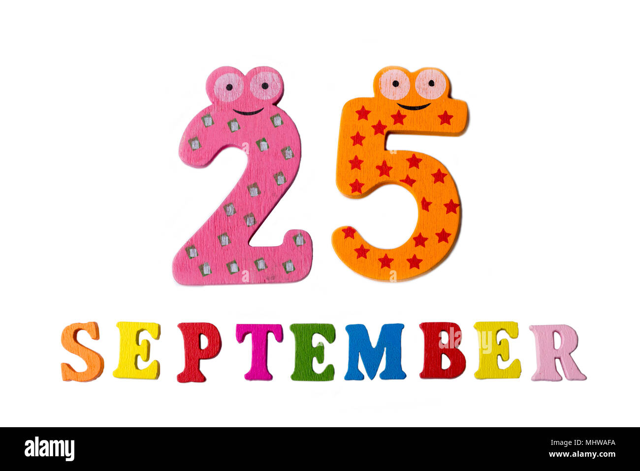 September 25, on a white background, the letters and numbers. Calendar ...