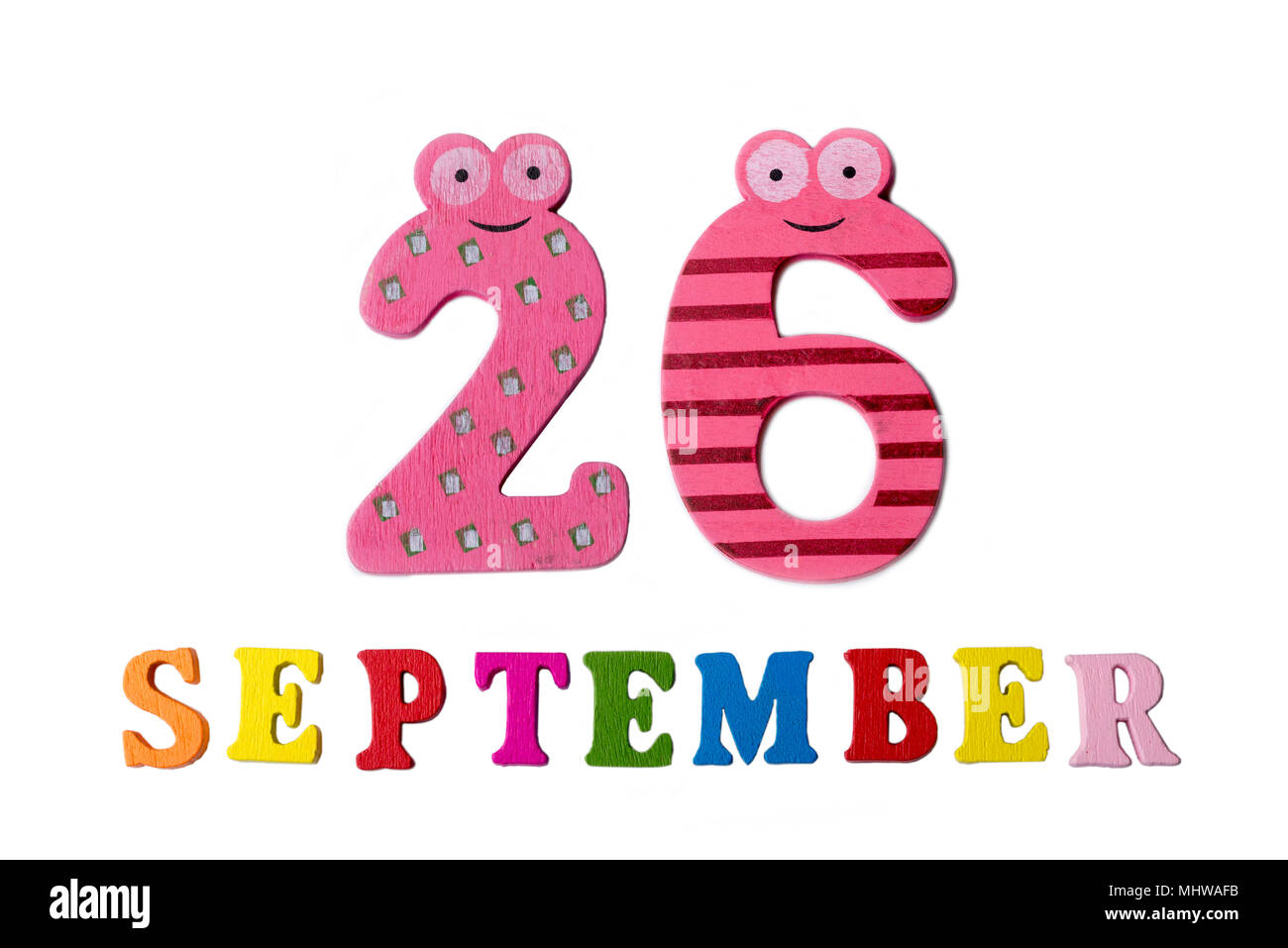 September 26, on a white background, the letters and numbers. Calendar ...