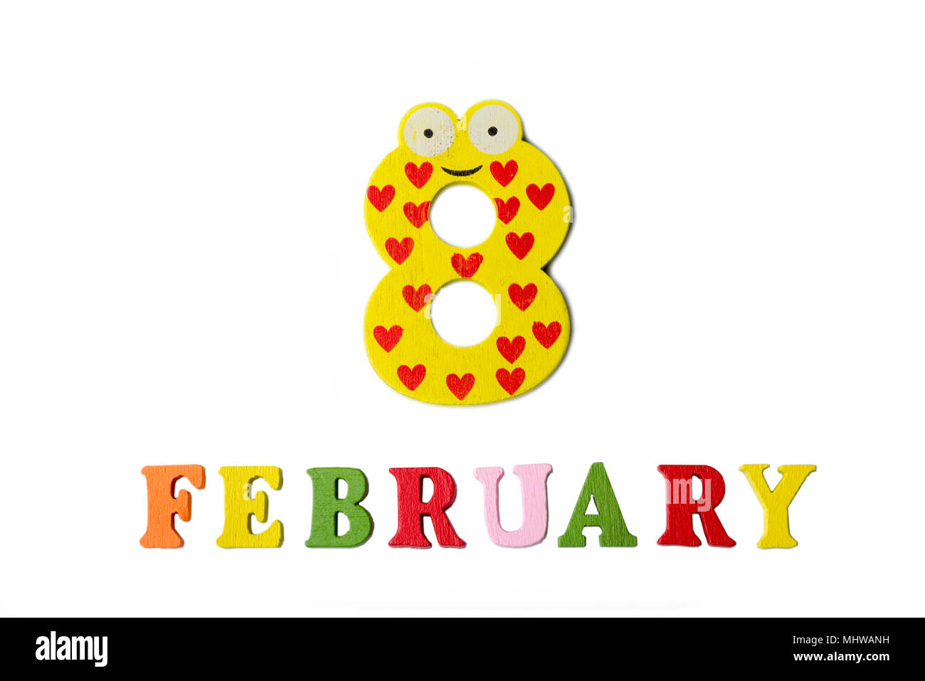 On 8 February, on a white background, numbers and letters. Calendar ...