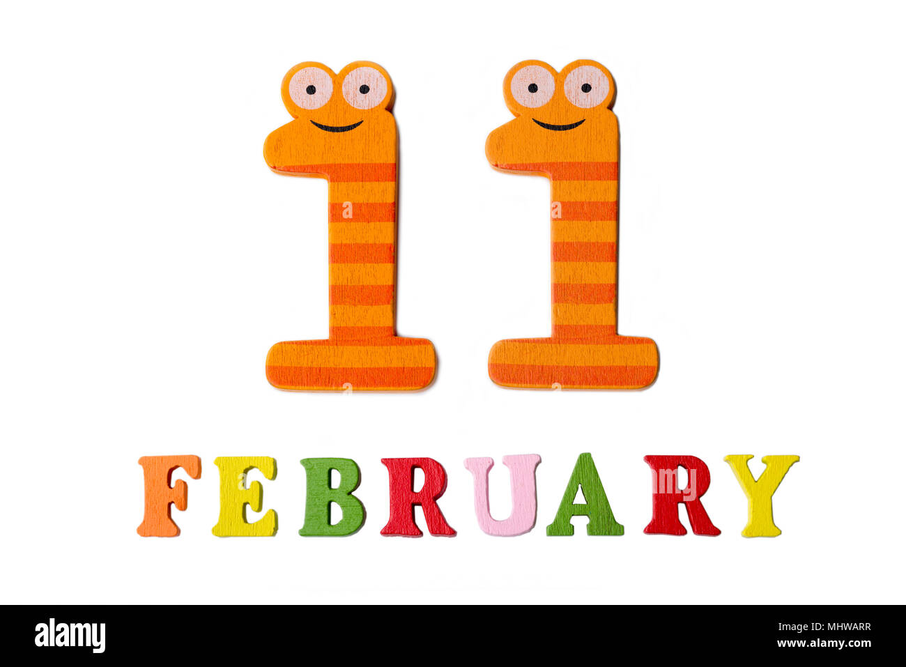 February 11 on white background, numbers and letters. Calendar Stock ...