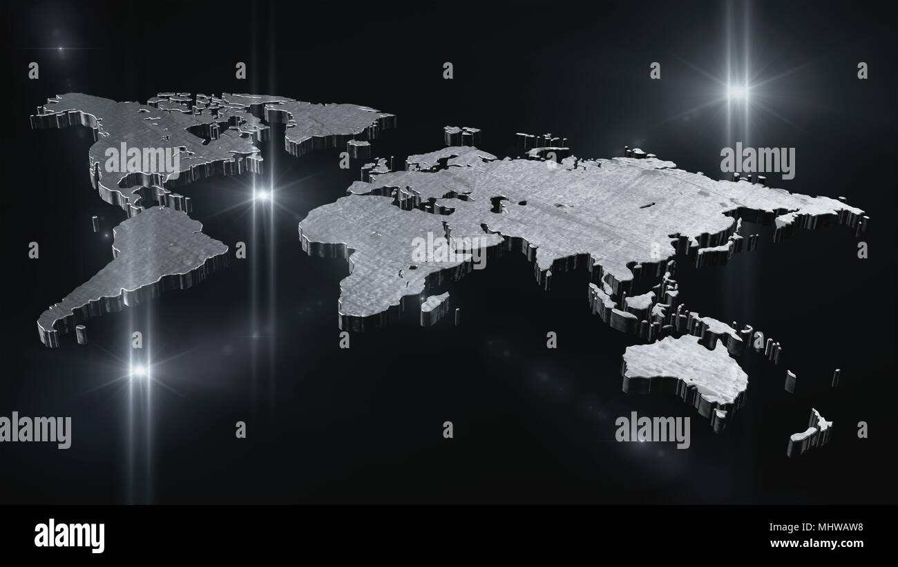 World map in space 3D render Stock Photo - Alamy