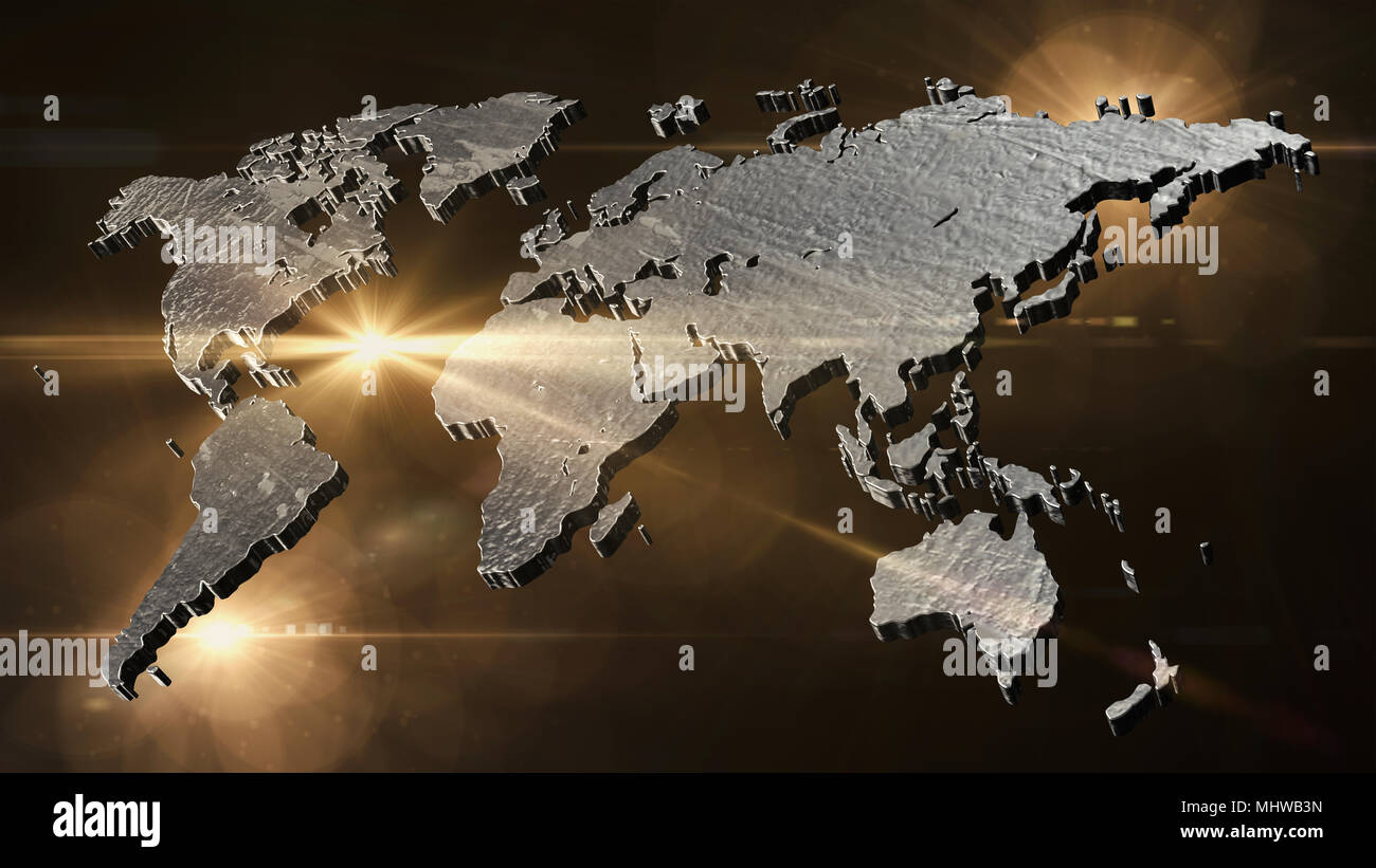 World map in space 3D render Stock Photo - Alamy
