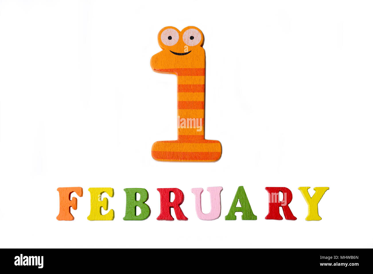 February 1, on a white background, numbers and letters. Calendar Stock ...