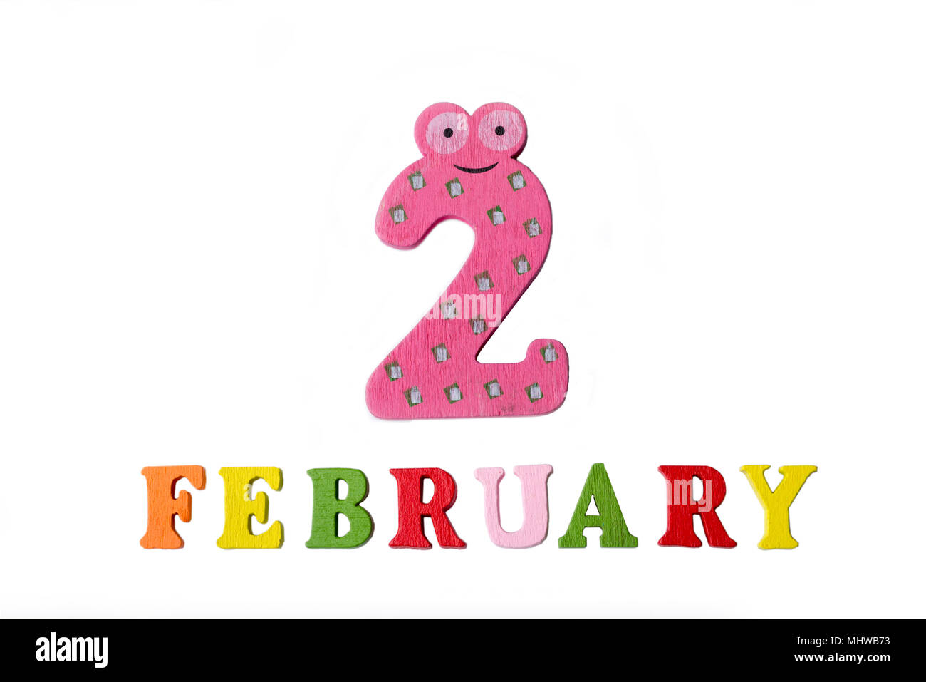 February 2, on a white background, numbers and letters. Calendar Stock ...