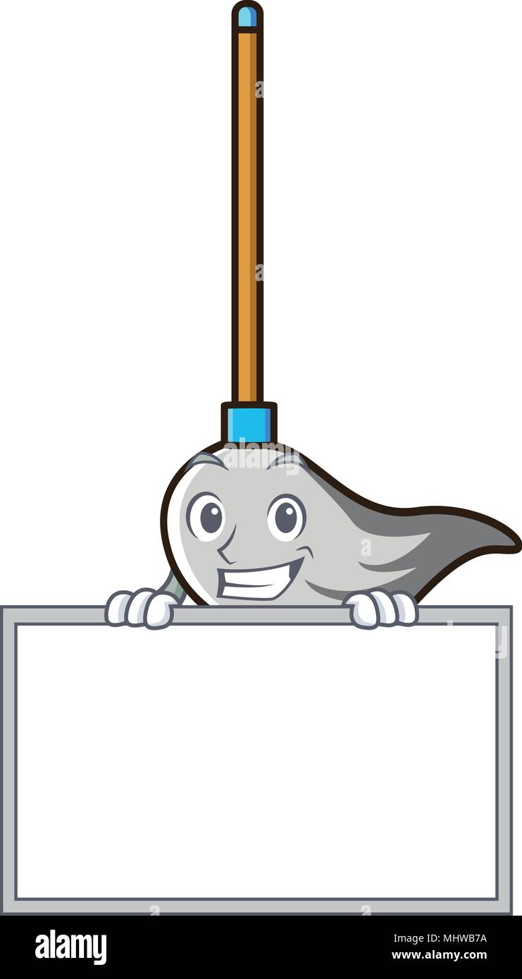 Grinning with board mop character cartoon style Stock Vector Image ...