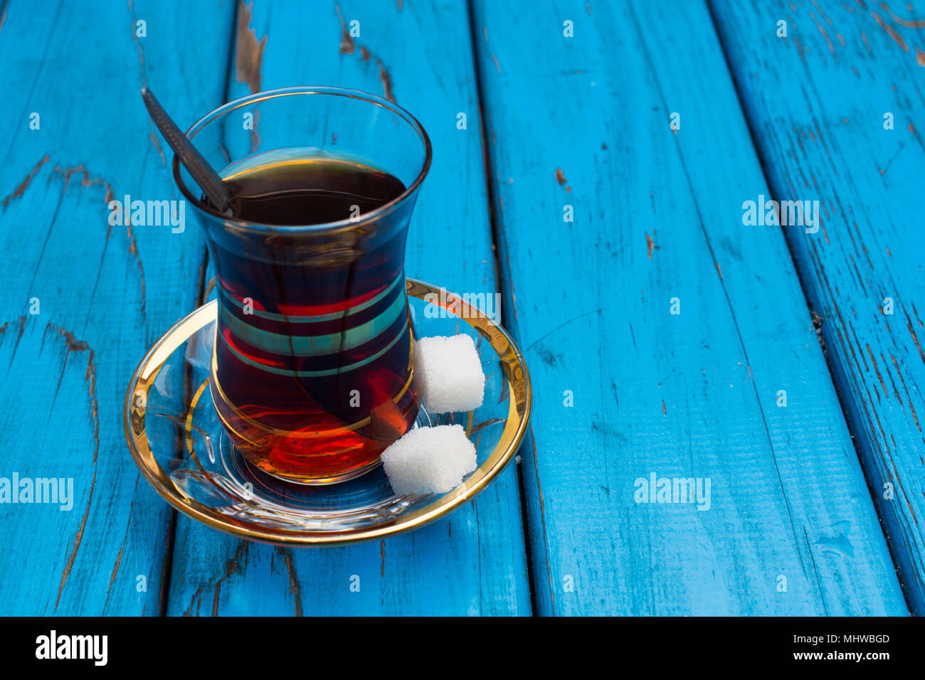 Black Turkish tea. Turkish national drink. well-brewed tea; It is ...