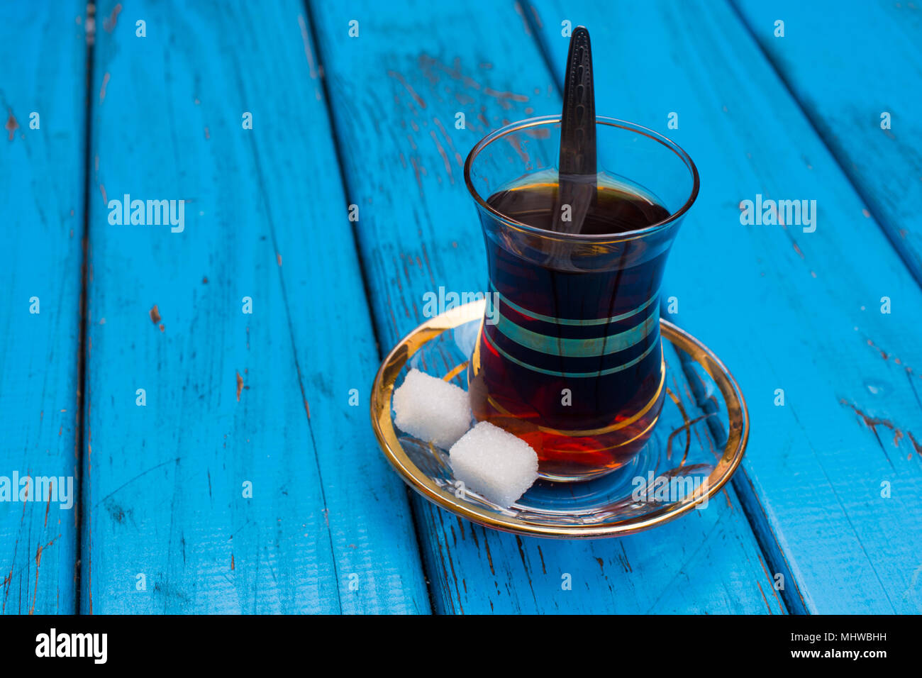 Black Turkish tea. Turkish national drink. well-brewed tea; It is ...