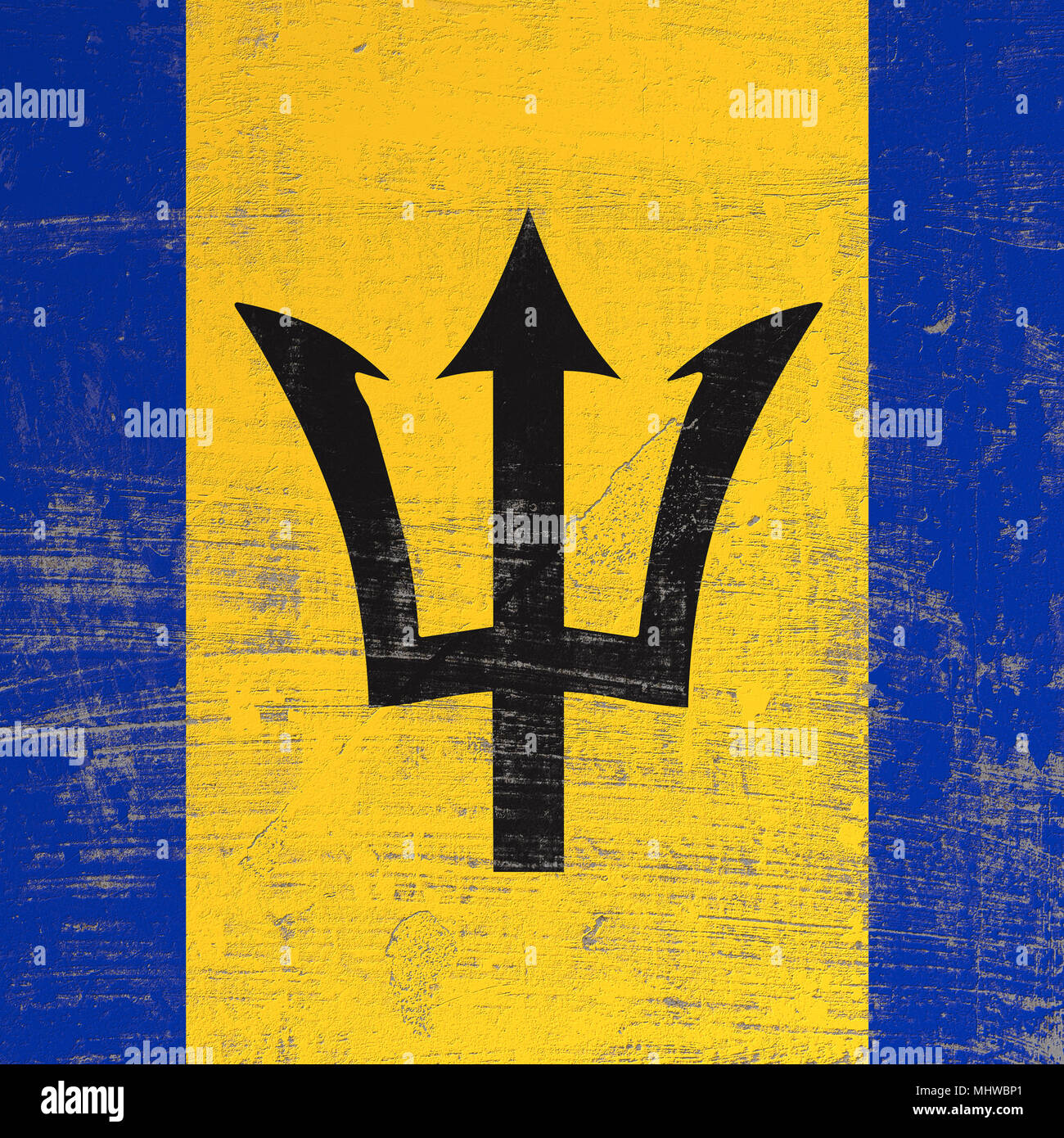 3d rendering of Barbados flag in a scratched surface Stock Photo - Alamy