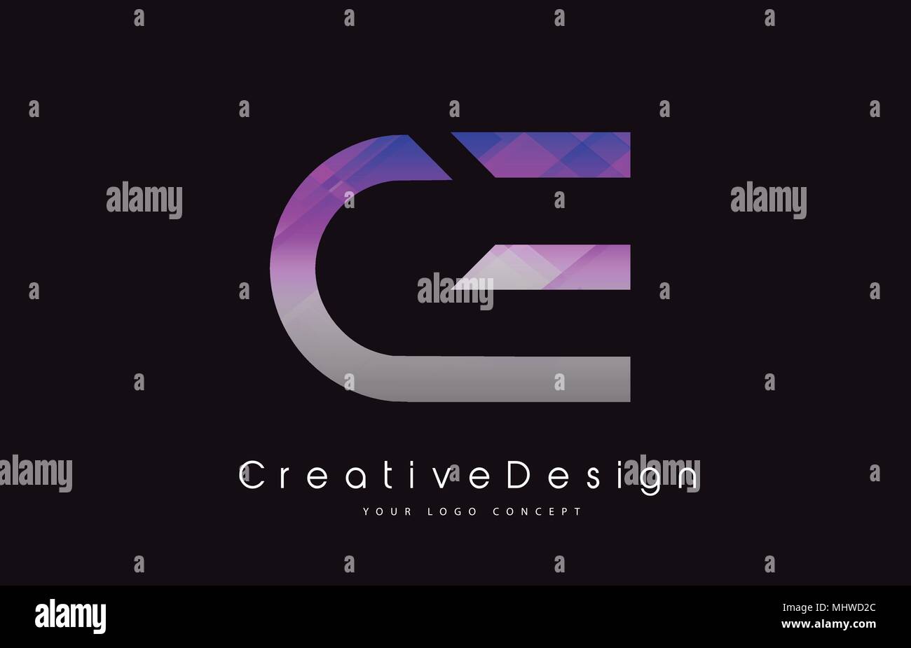 CE Letter Logo Design in Purple Texture Colors. Creative Modern Letters ...