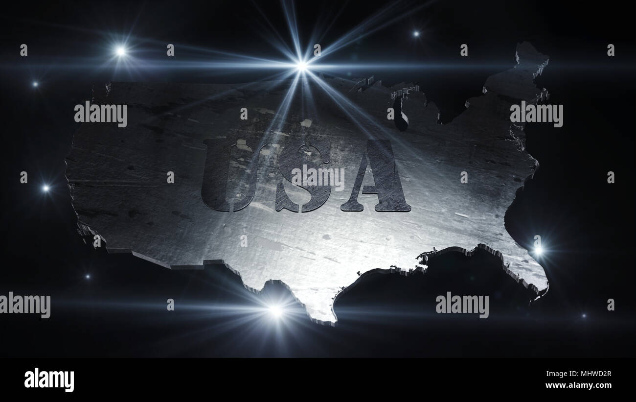 United States Of America Map in Space With Flares and Stars 3D ...