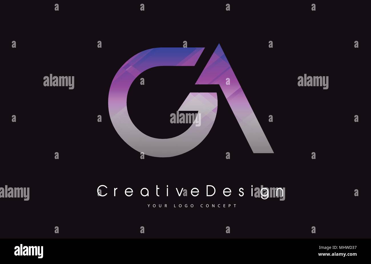 GA Letter Logo Design in Purple Texture Colors. Creative Modern Letters ...