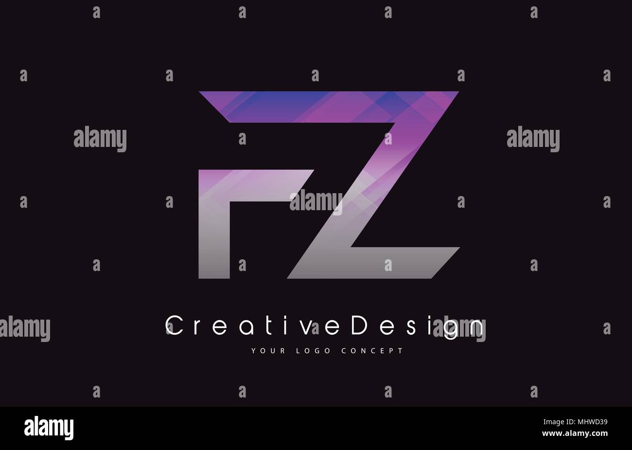 FZ Letter Logo Design in Purple Texture Colors. Creative Modern Letters ...