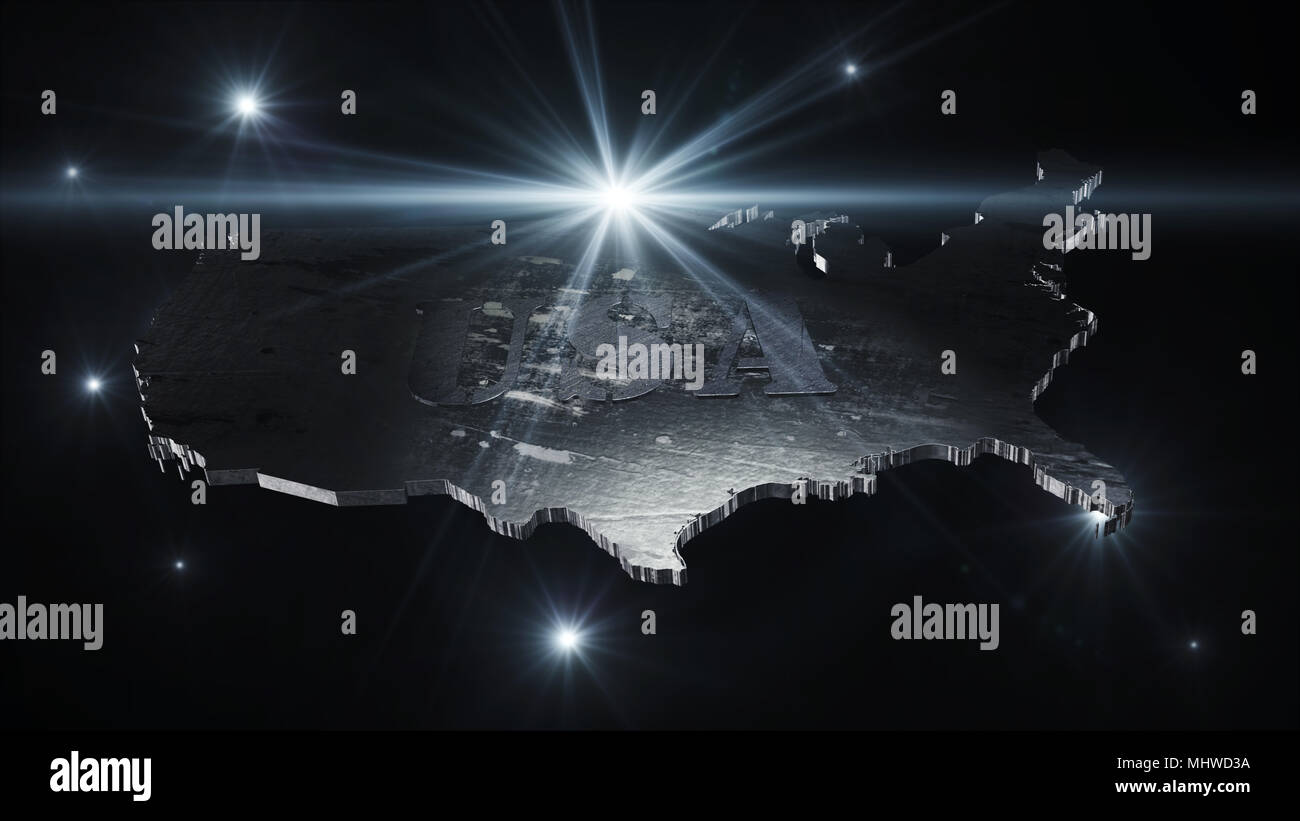 United States Of America Map in Space With Flares and Stars 3D ...
