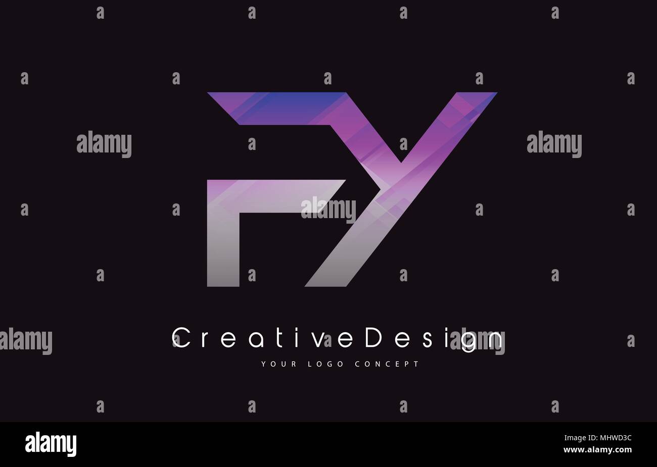 FY Letter Logo Design in Purple Texture Colors. Creative Modern Letters ...