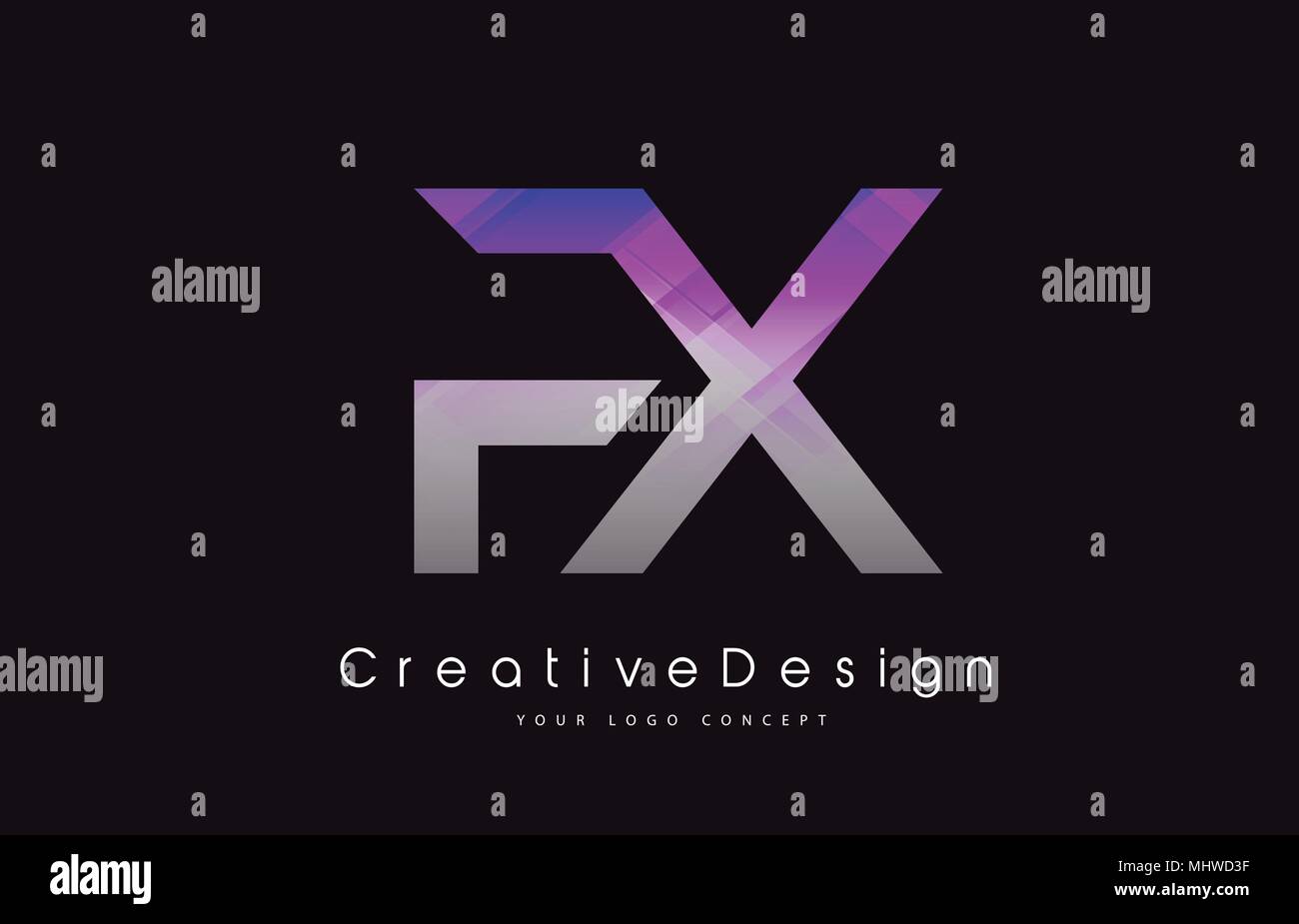 FX Letter Logo Design in Purple Texture Colors. Creative Modern Letters ...