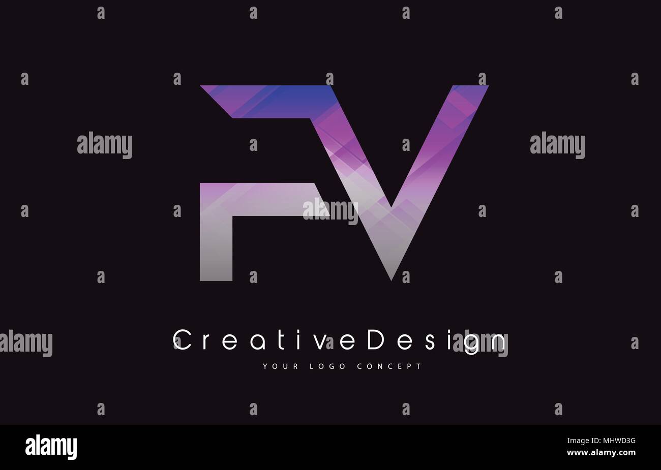 FV Letter Logo Design in Purple Texture Colors. Creative Modern Letters ...