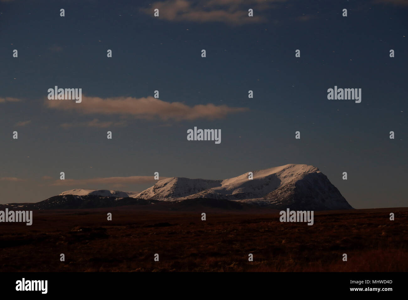Ben Hope under a full moon, Sutherland Stock Photo - Alamy