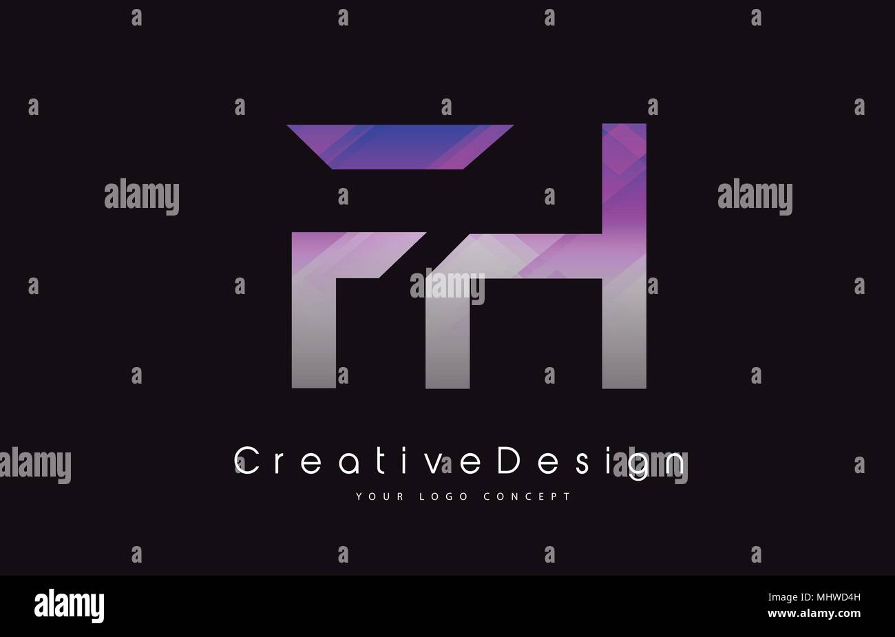 FH Letter Logo Design in Purple Texture Colors. Creative Modern Letters ...