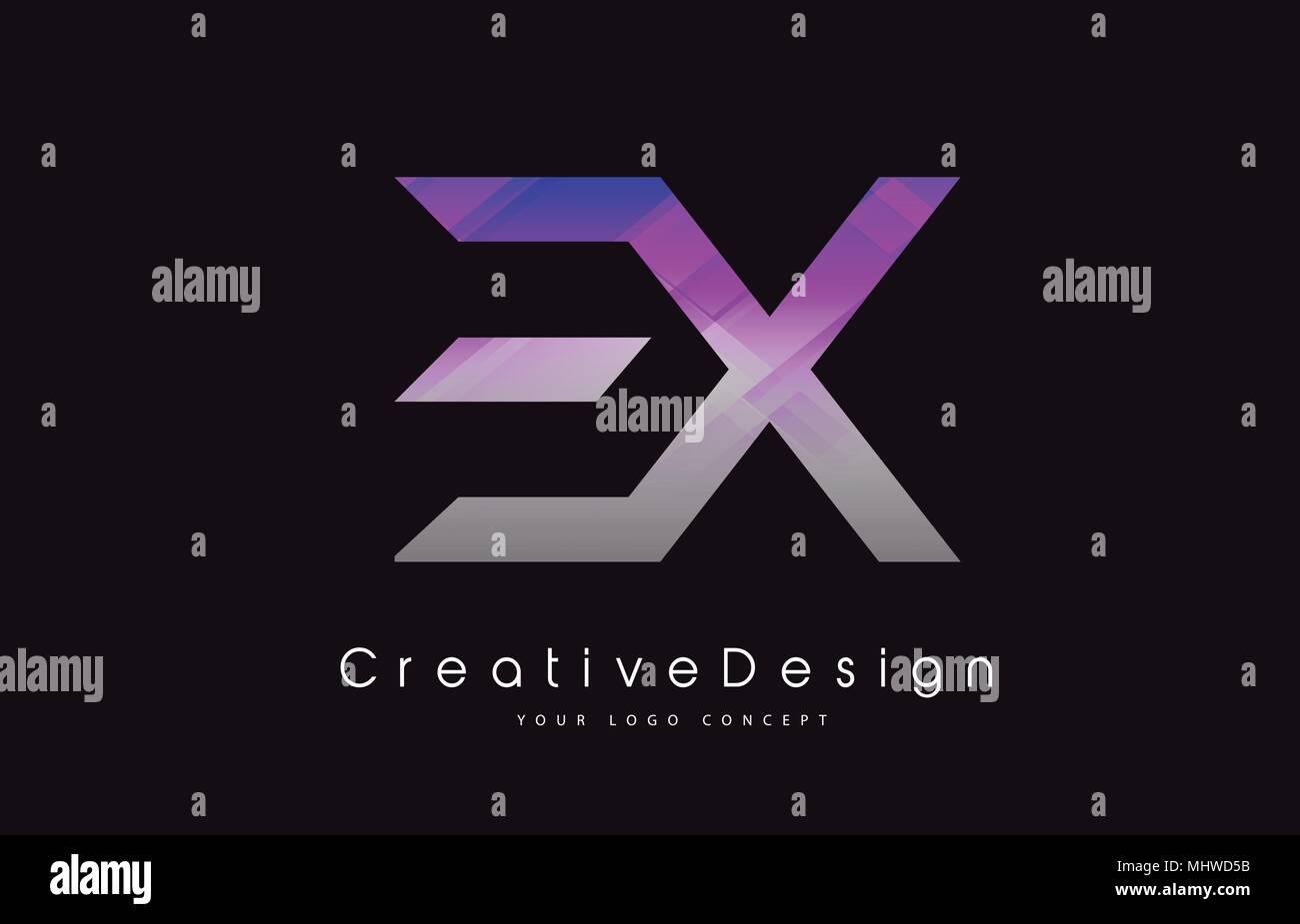 EX Letter Logo Design in Purple Texture Colors. Creative Modern Letters ...
