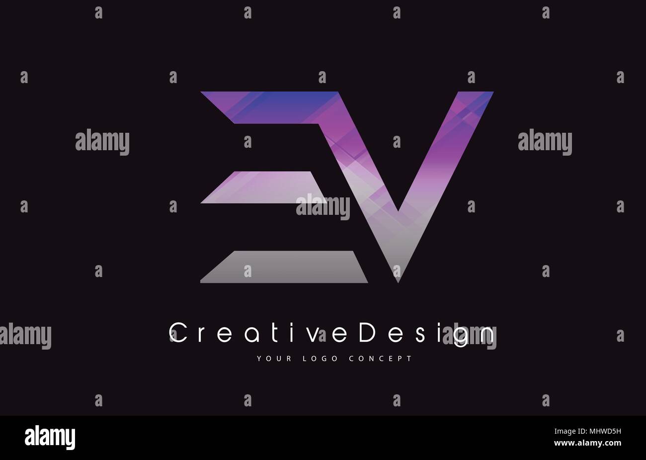 EV Letter Logo Design in Purple Texture Colors. Creative Modern Letters ...
