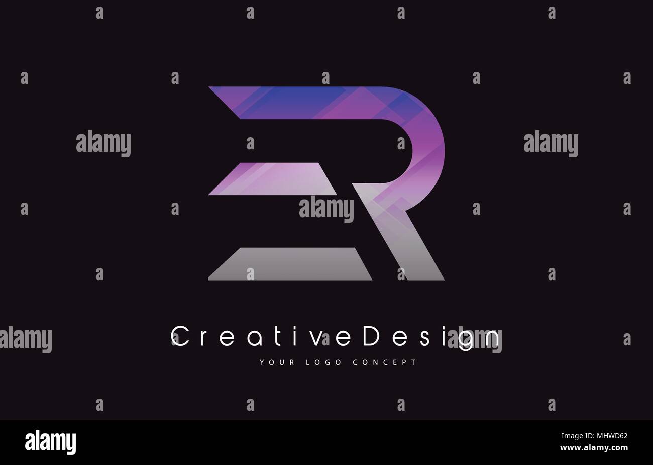 ER Letter Logo Design in Purple Texture Colors. Creative Modern Letters ...