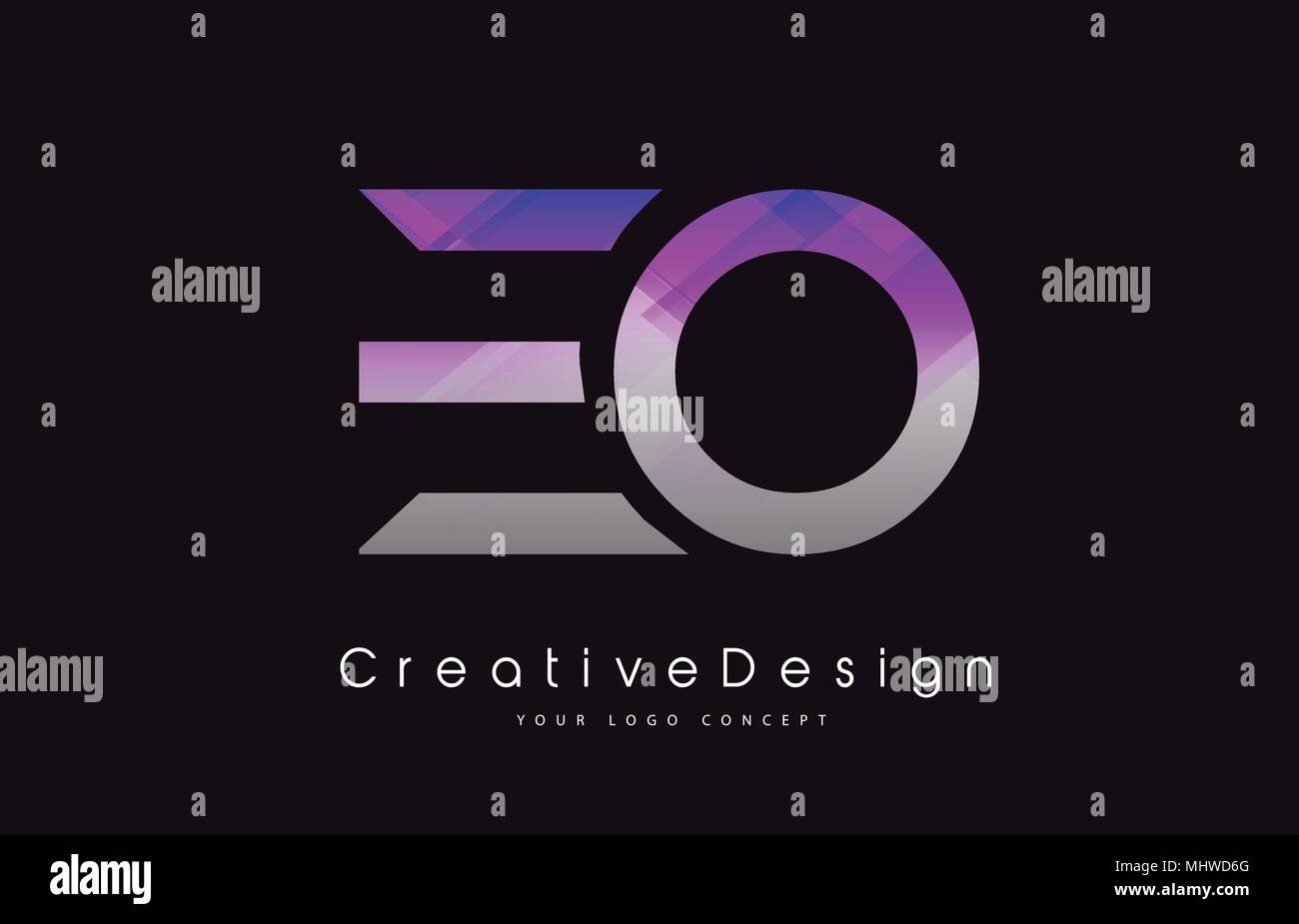 EO Letter Logo Design in Purple Texture Colors. Creative Modern Letters ...