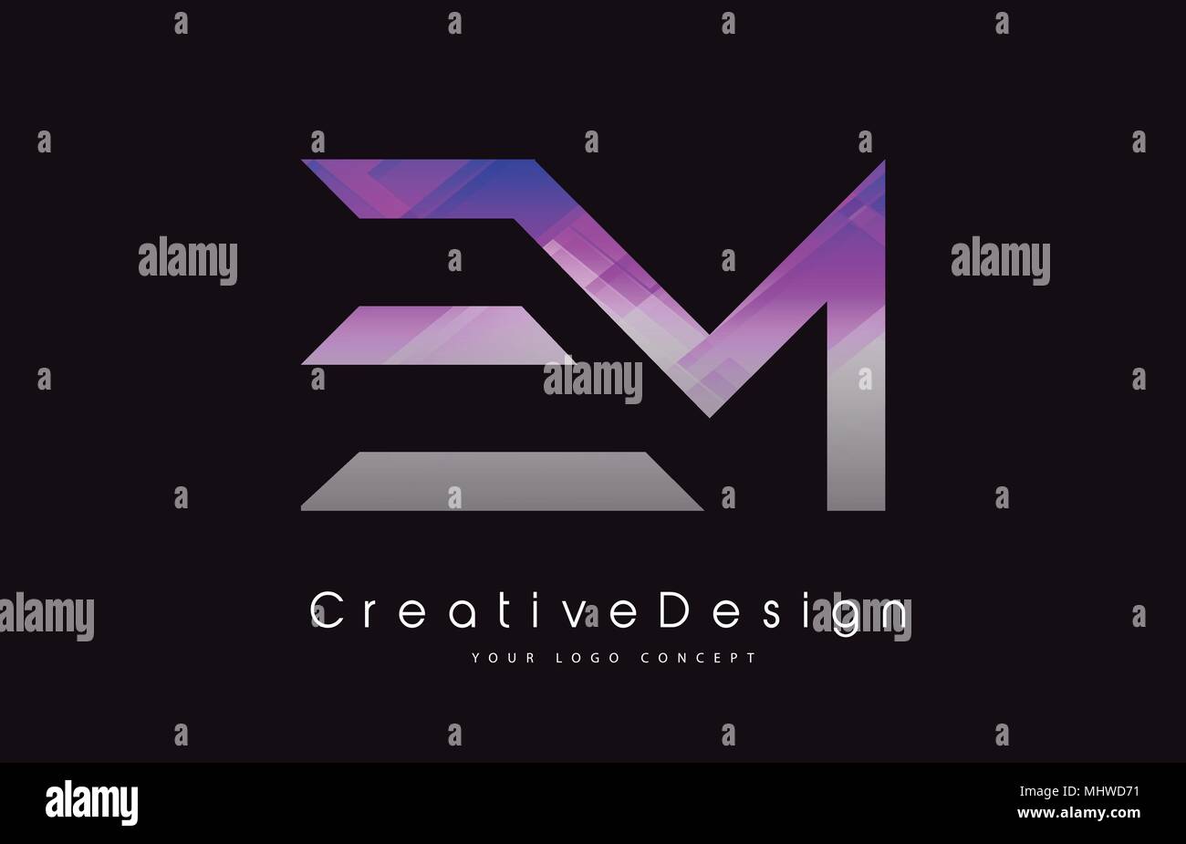 EM Letter Logo Design in Purple Texture Colors. Creative Modern Letters ...