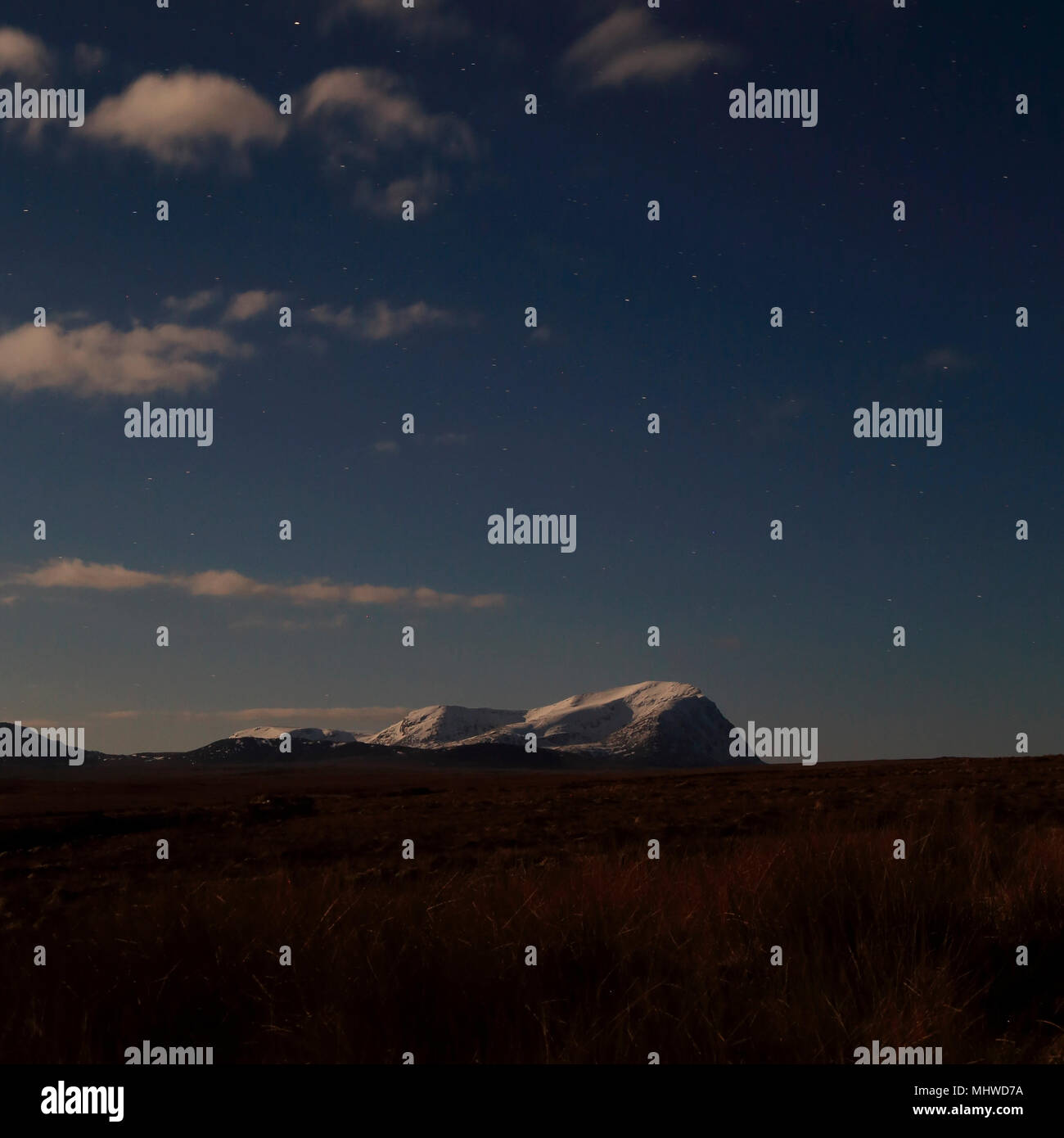 Ben Hope under a full moon, Sutherland Stock Photo - Alamy