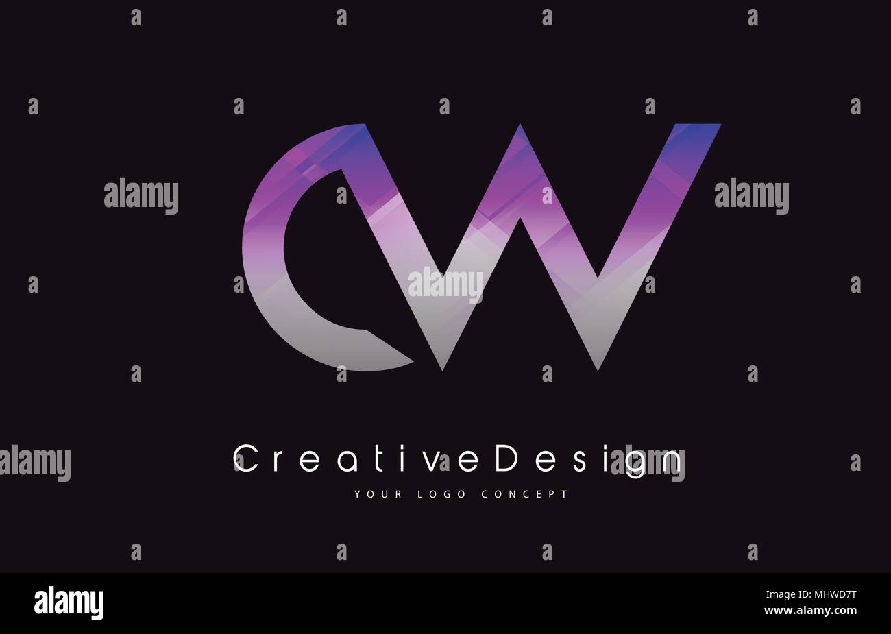 CW Letter Logo Design in Purple Texture Colors. Creative Modern Letters ...