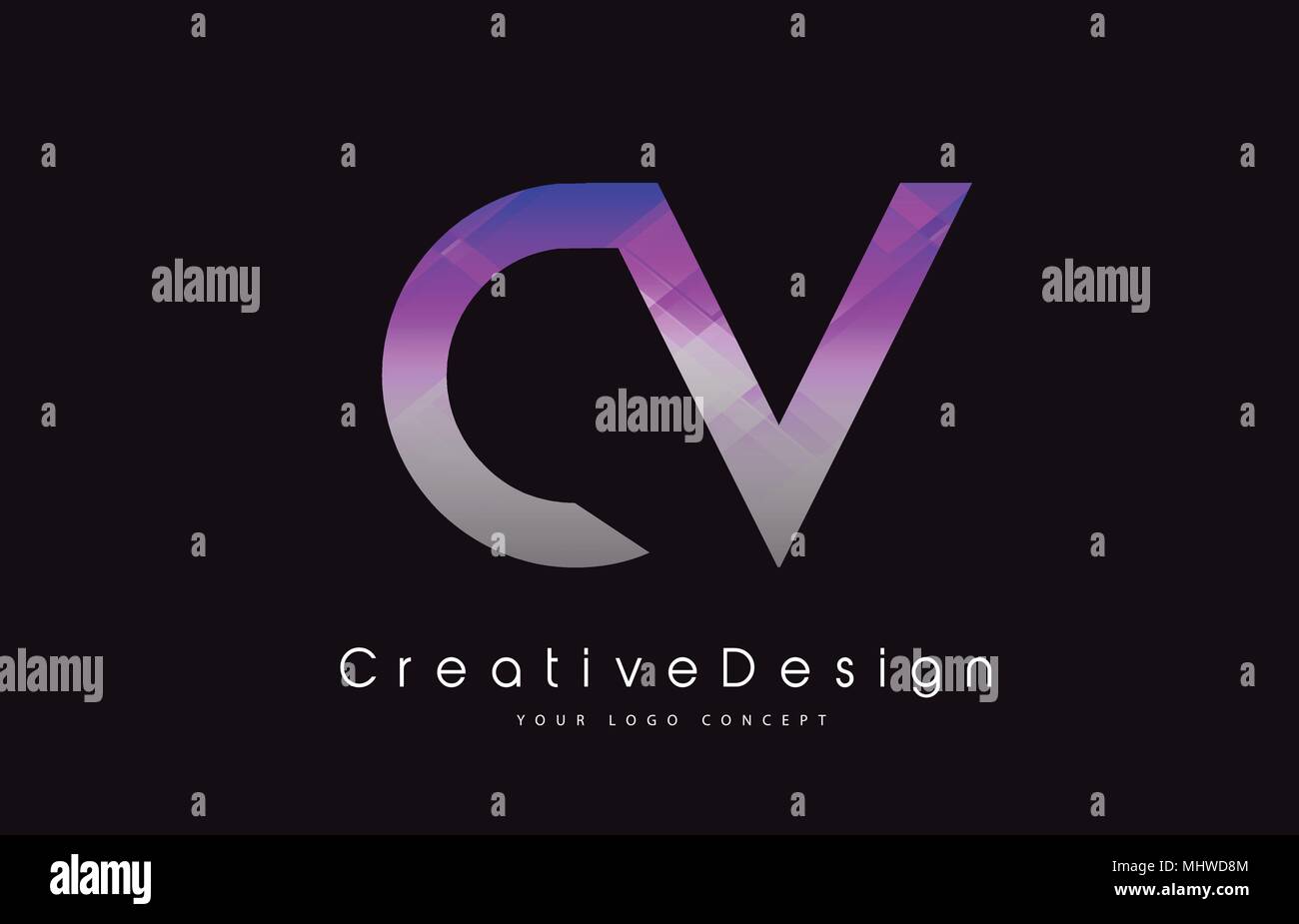 CV Letter Logo Design in Purple Texture Colors. Creative Modern Letters ...