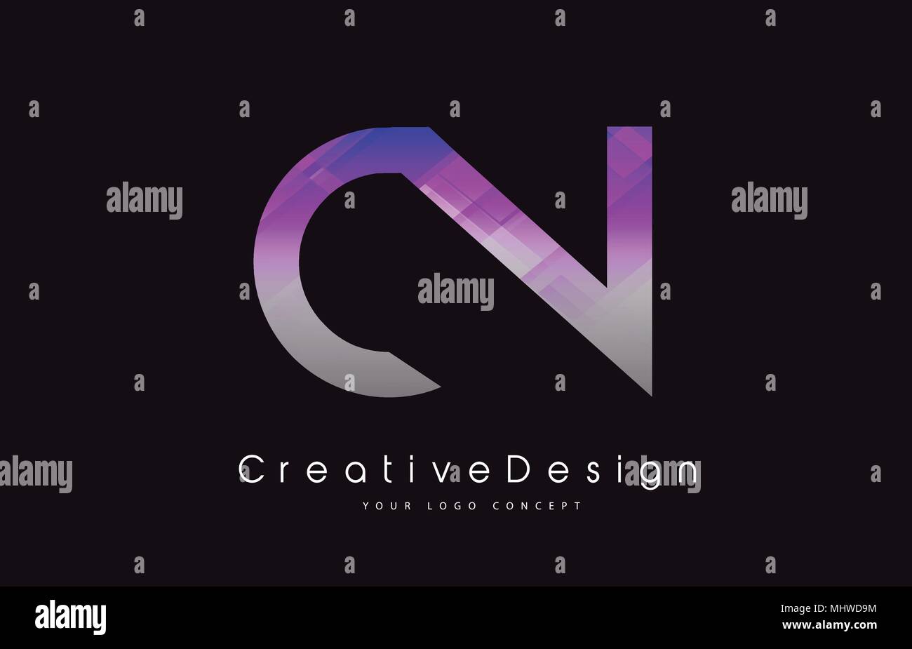 CN Letter Logo Design in Purple Texture Colors. Creative Modern Letters ...