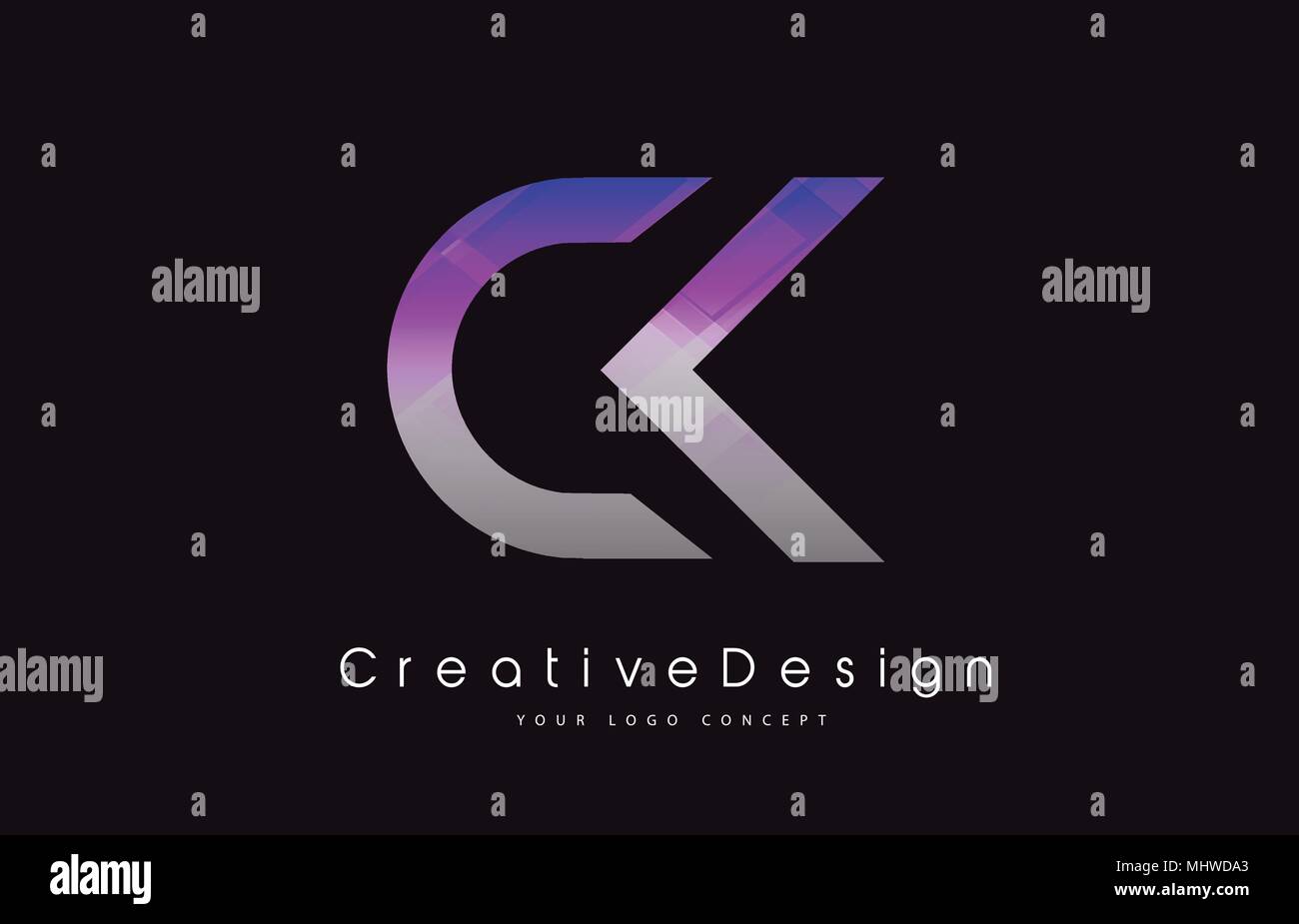 CK Letter Logo Design in Purple Texture Colors. Creative Modern Letters ...