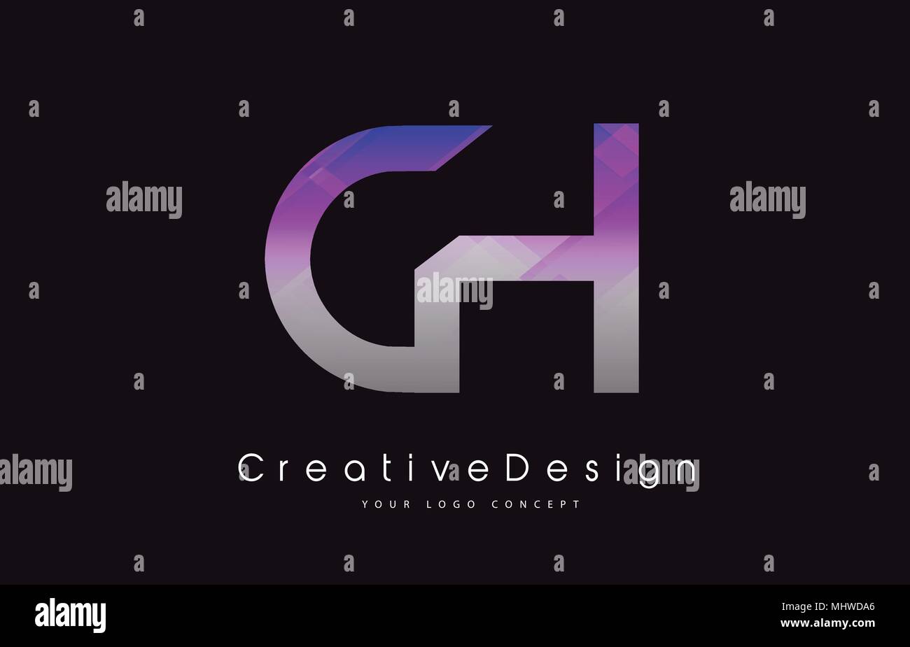 CH Letter Logo Design in Purple Texture Colors. Creative Modern Letters ...