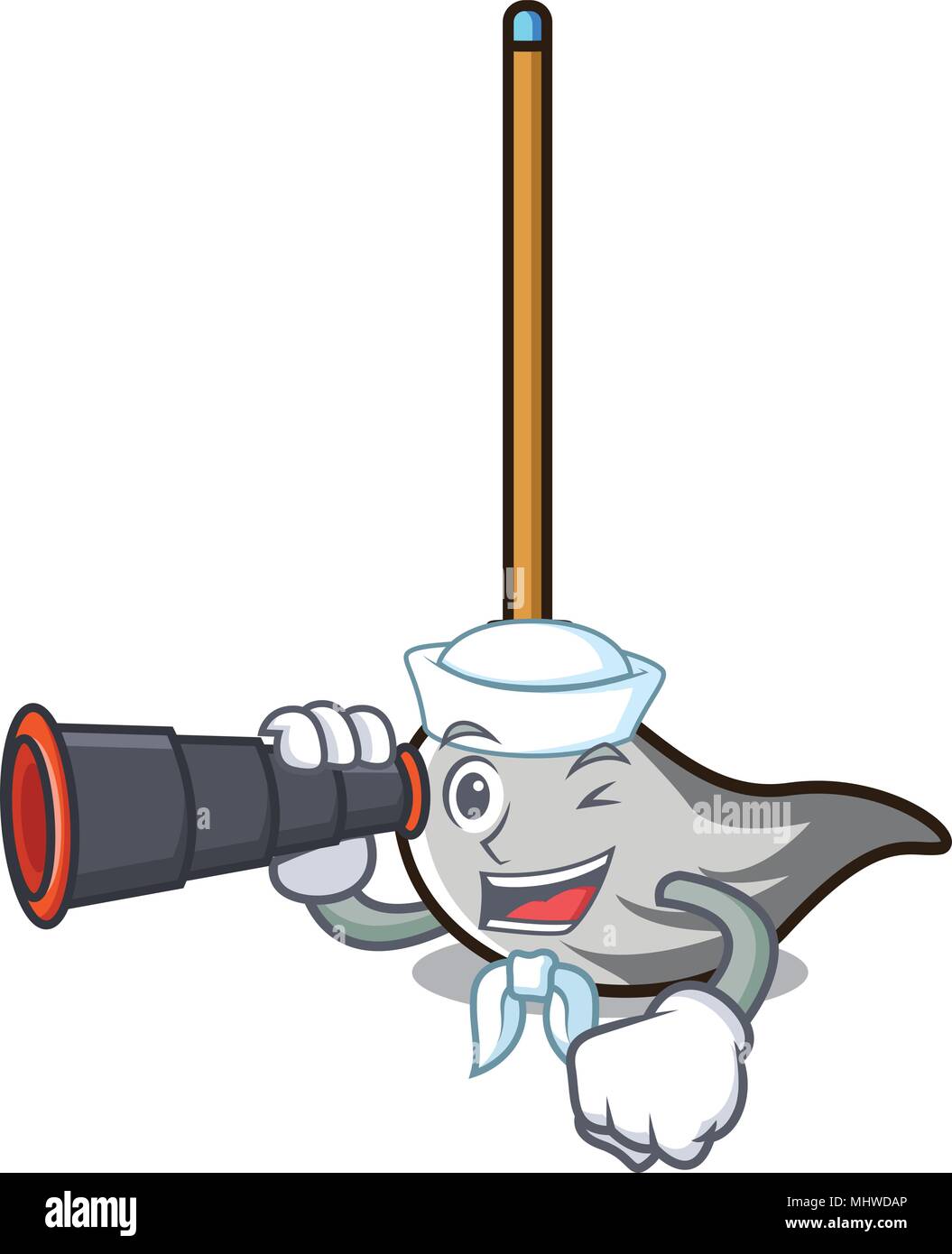 Sailor with binocular mop mascot cartoon style Stock Vector Image & Art ...
