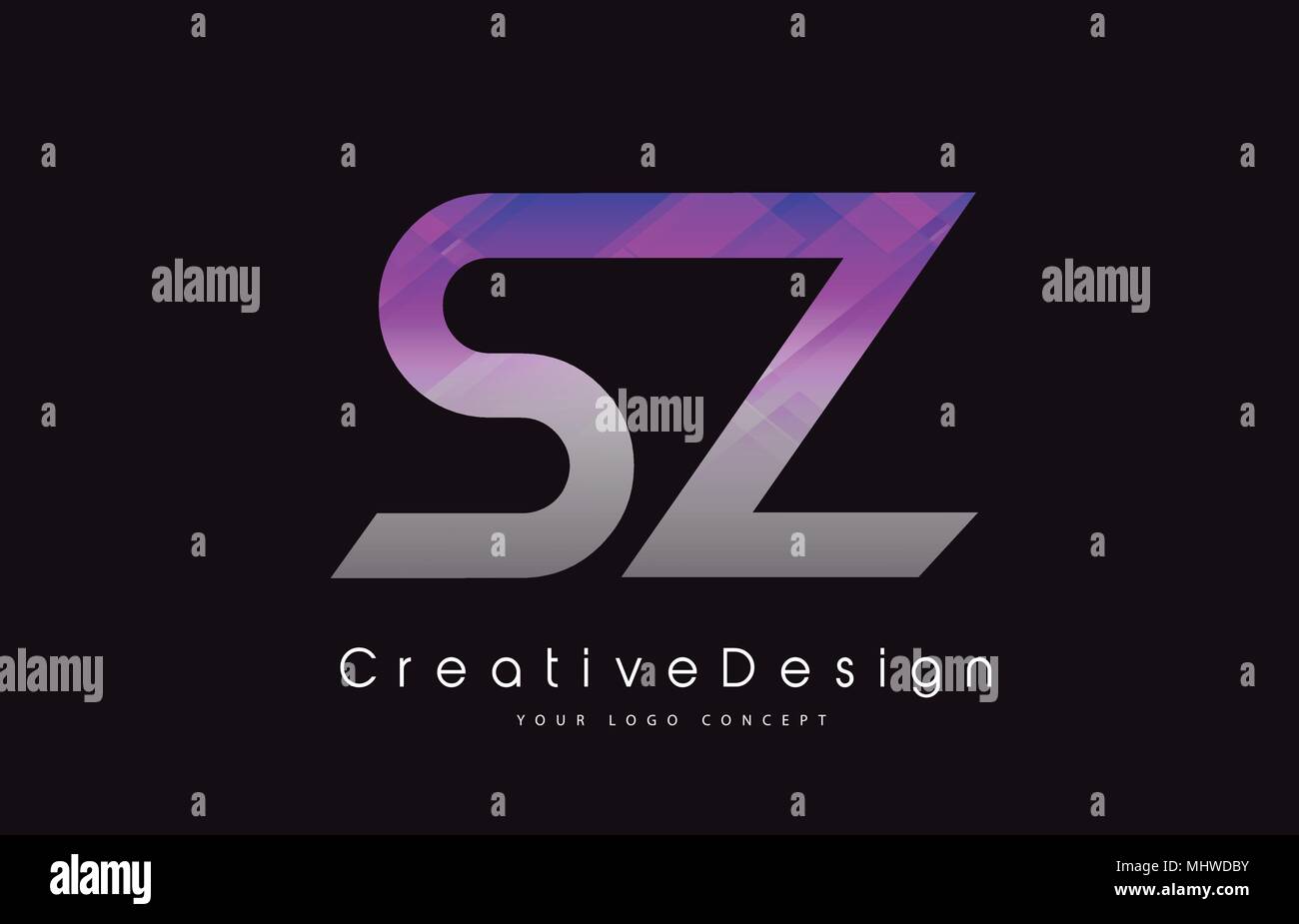 SZ Letter Logo Design in Purple Texture Colors. Creative Modern Letters ...
