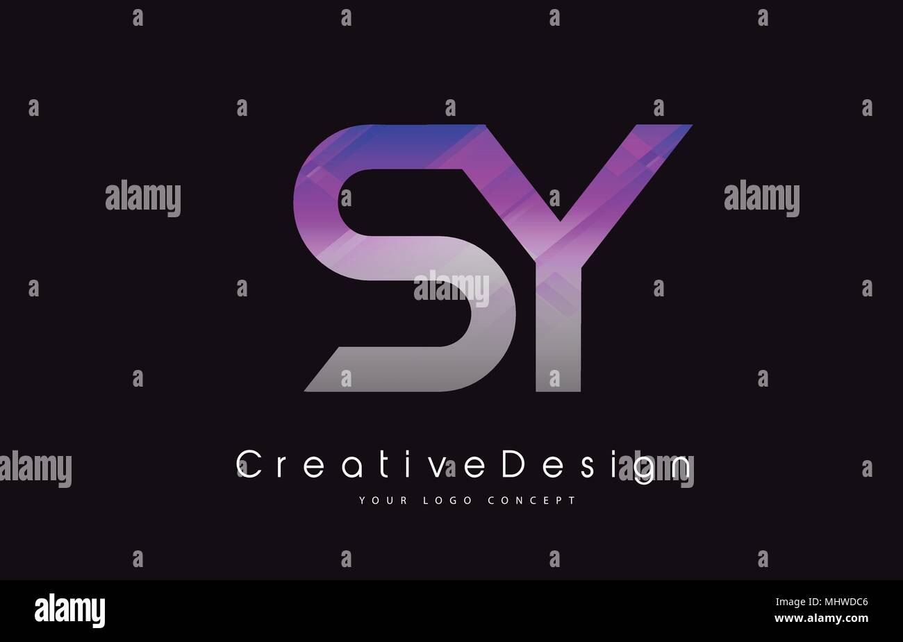 SY Letter Logo Design in Purple Texture Colors. Creative Modern Letters ...