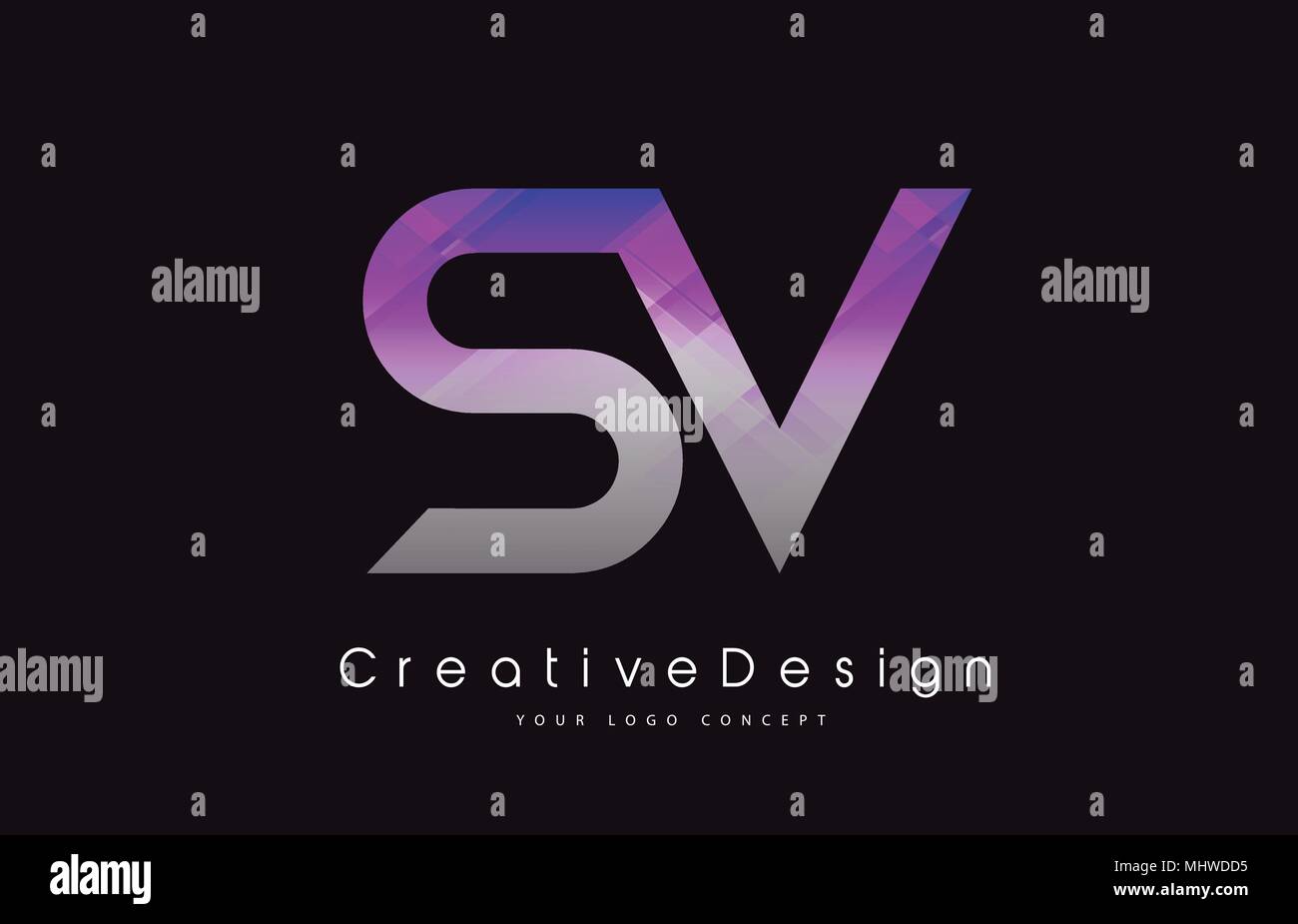 SV Letter Logo Design in Purple Texture Colors. Creative Modern Letters ...