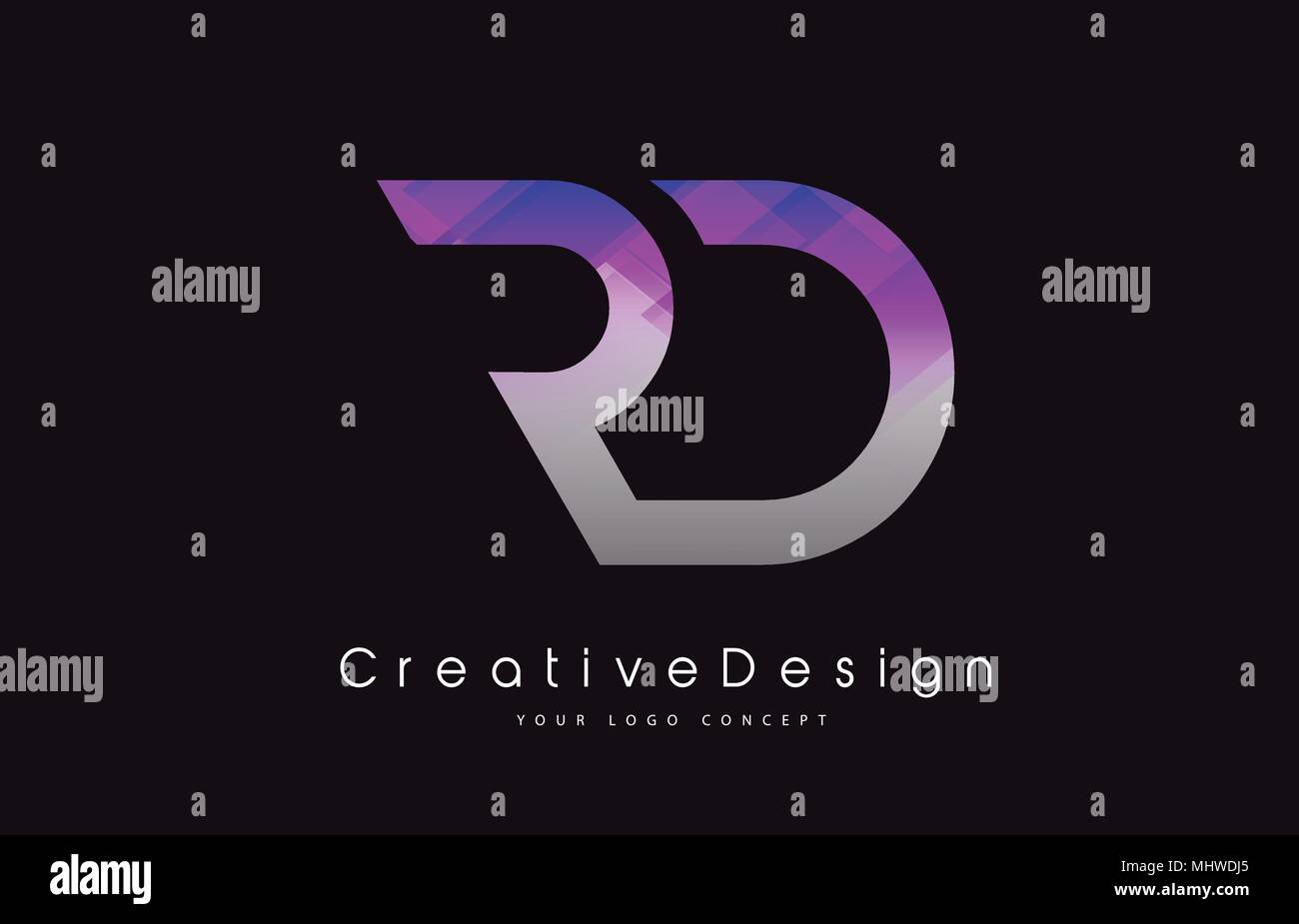 RD Letter Logo Design in Purple Texture Colors. Creative Modern Letters ...