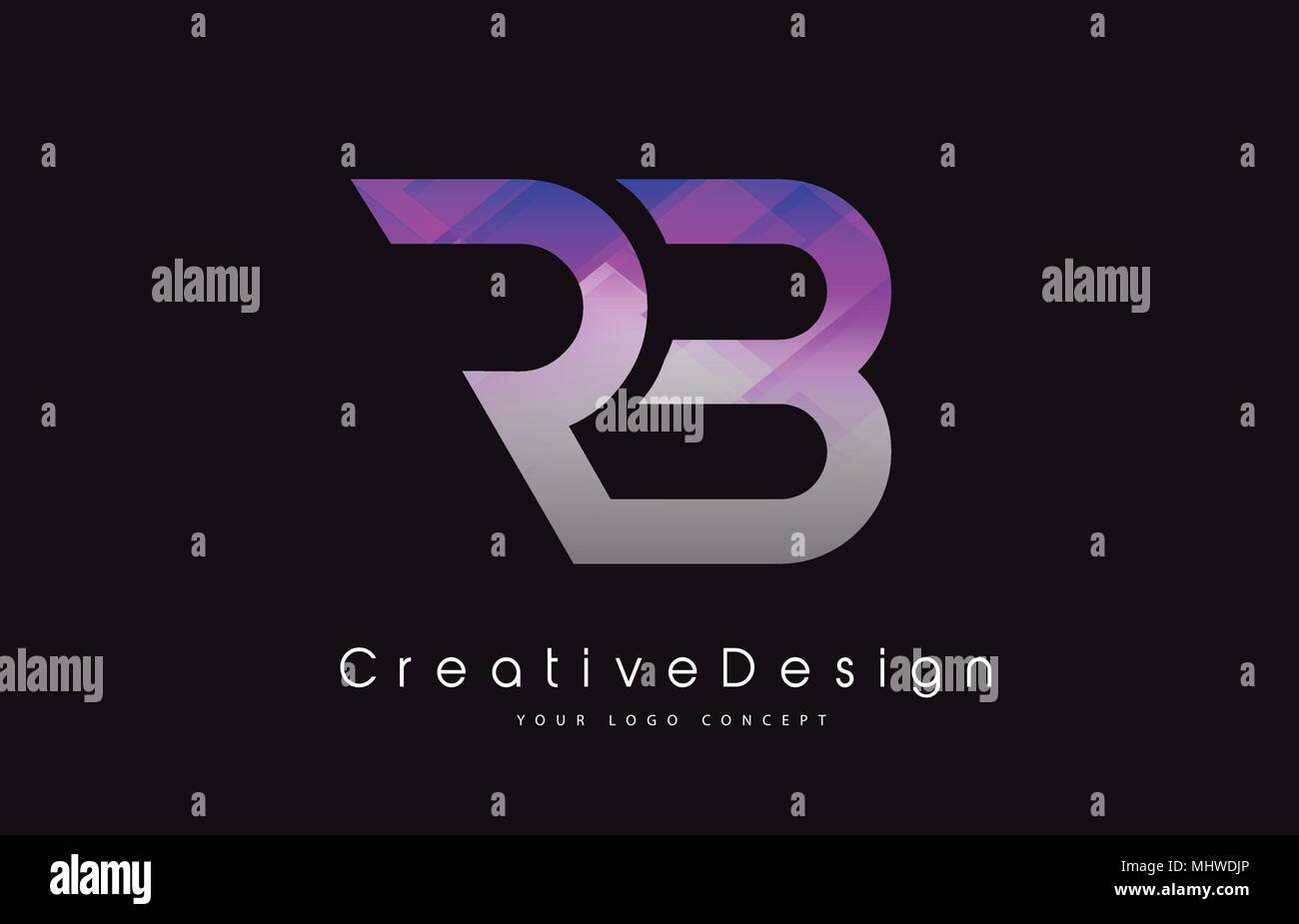 RB Letter Logo Design in Purple Texture Colors. Creative Modern Letters Vector Icon Logo ...