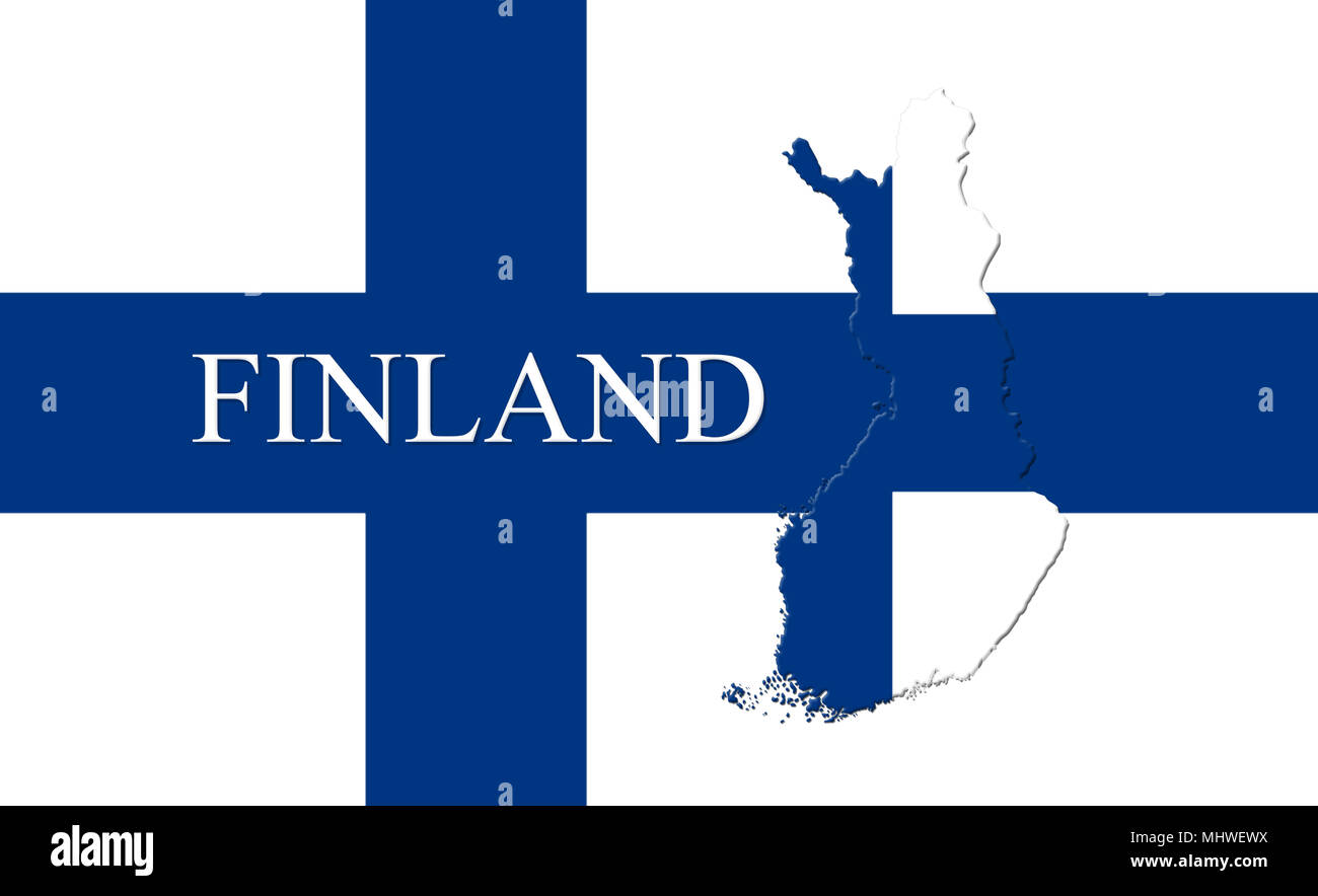 Flag of Finland With Map Of Country On It 3D illustration Stock Photo ...