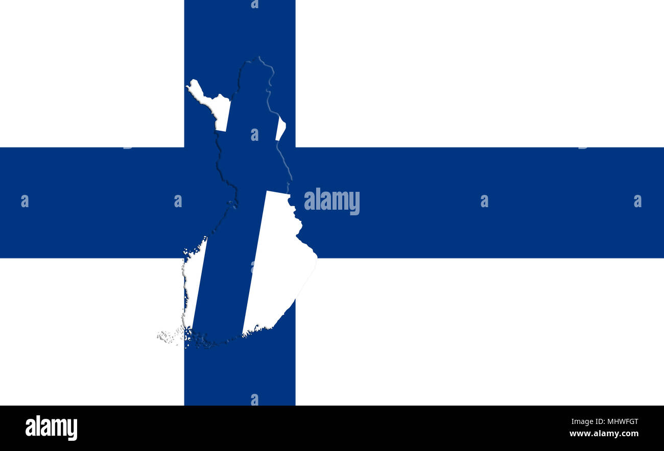 Flag of Finland With Map Of Country On It 3D illustration Stock Photo ...